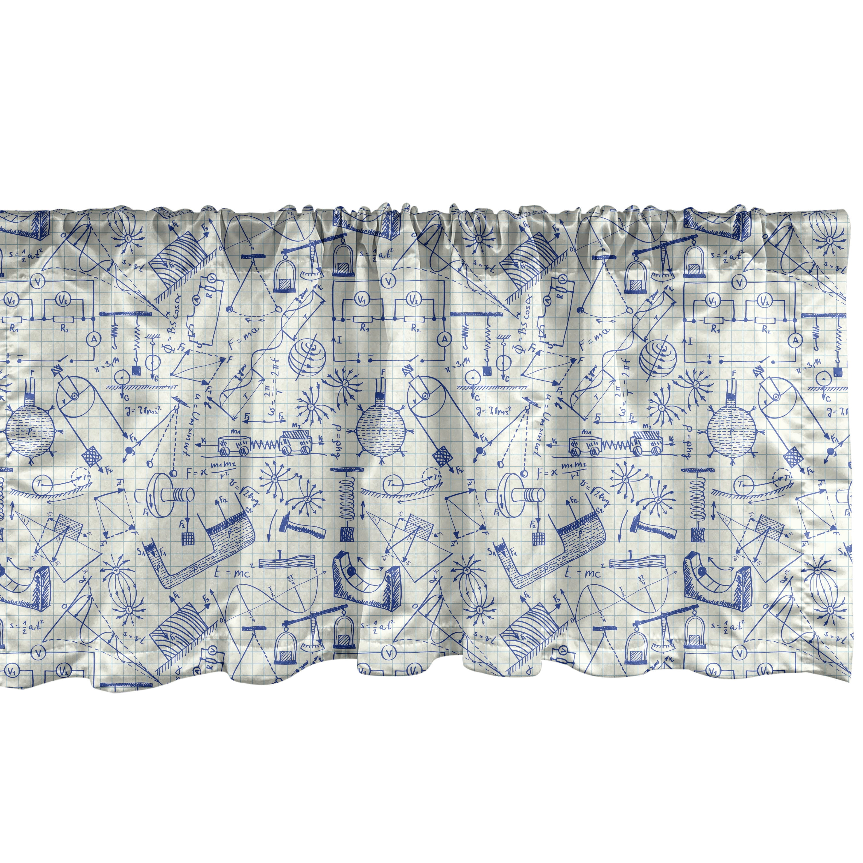 Physics Window Valance Pack of 2, Themed Technical Formula and Drawings ...