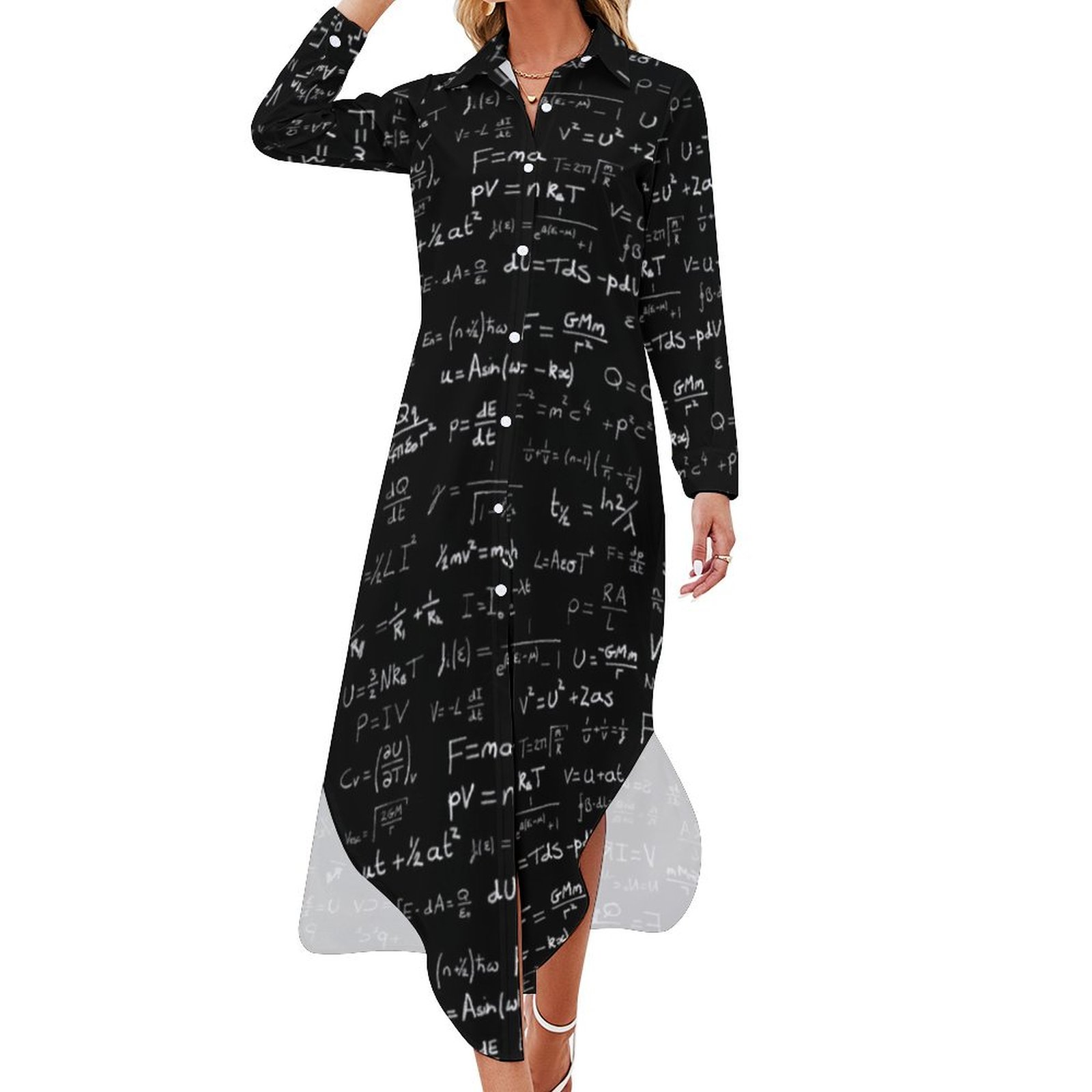 Physics - handwritten Long Sleeved Shirt Dress Women's evening dress ...