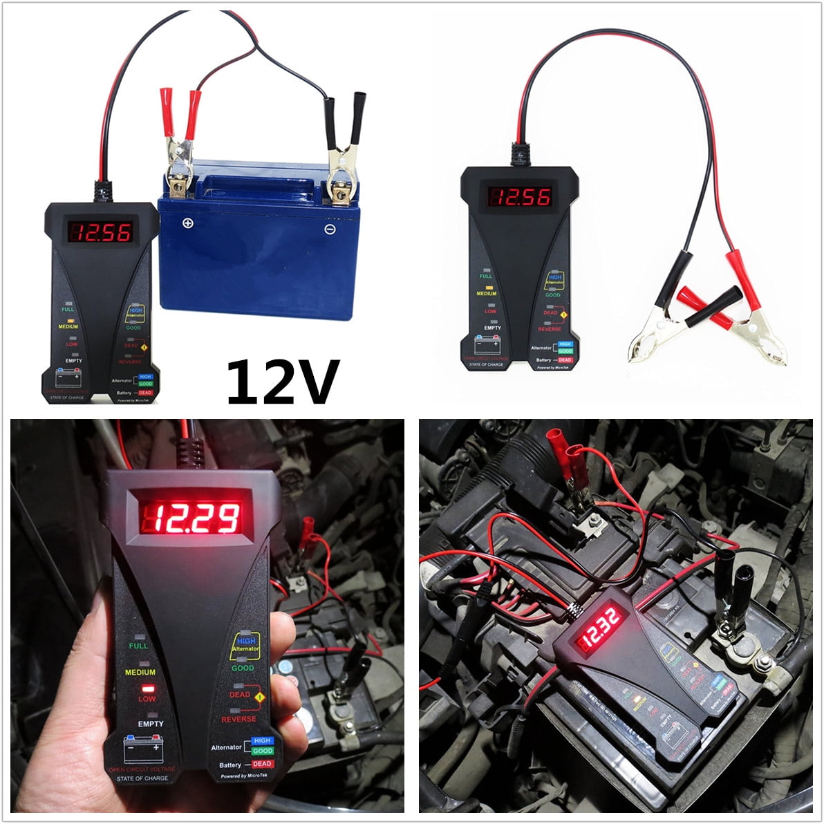Phyun 12V Digital Battery Tester Voltmeter and Charging System Analyzer ...