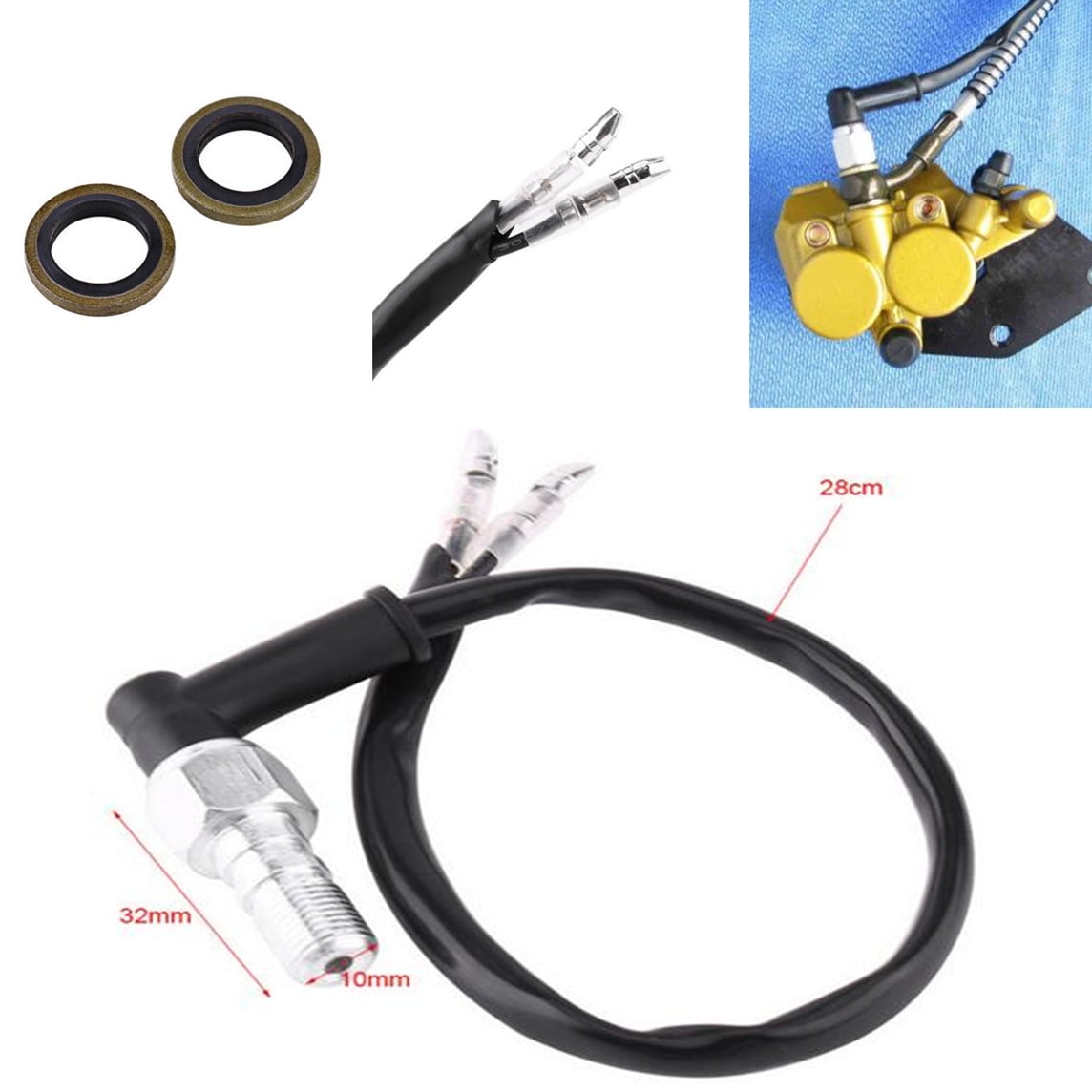 Phyun 1X Motorcycle Steel Hydraulic Brake Pressure Light Switch Bolt 10Mm X 1.25 Pitch - Walmart.com