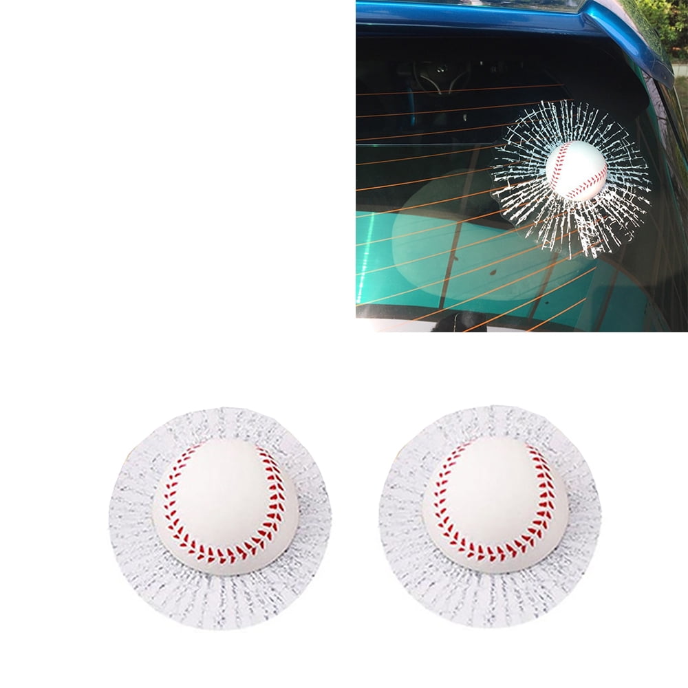 Phyun 2PCS Car Window Body Windshield 3D Simulation Baseball Ball Hit ...