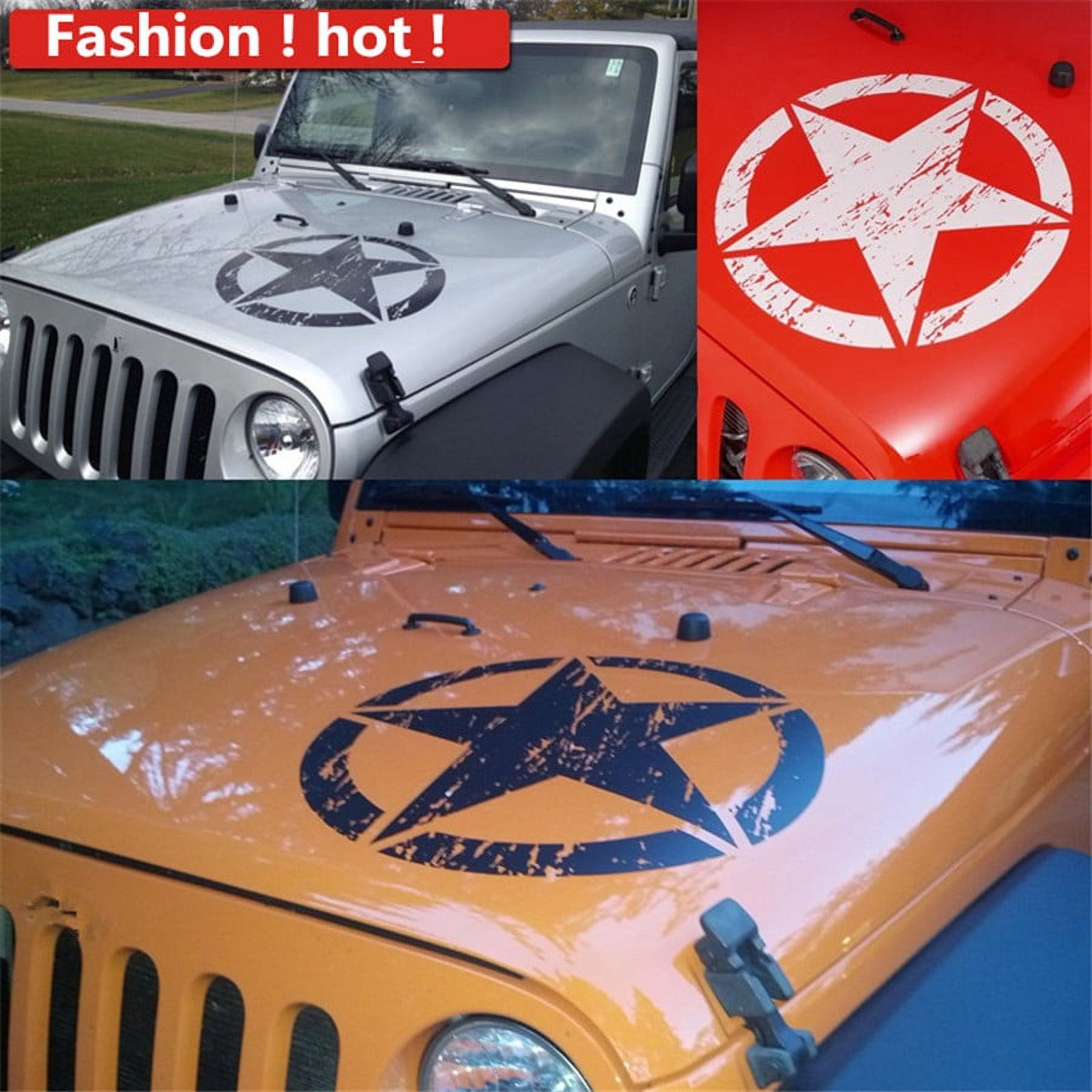 Phyun 50cm Distressed Black Pentagram Star Car Hood Door Decal Sticker ...