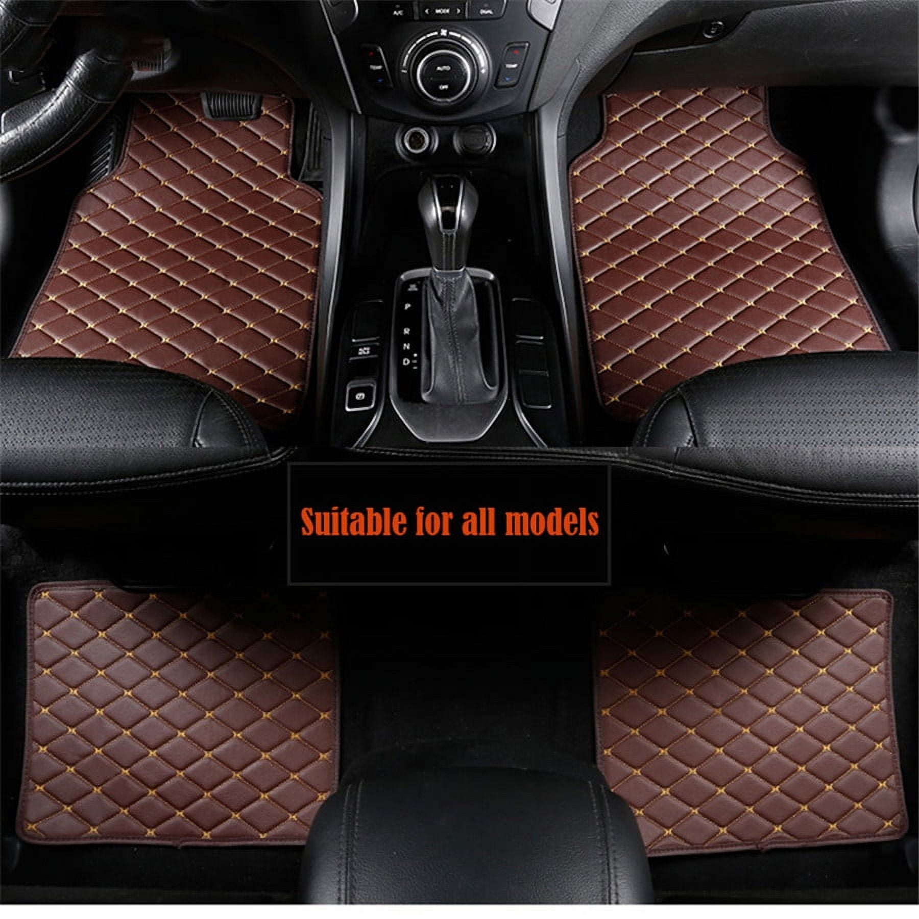 Phyun Black Faux Leather Car Front+Rear Floor Carpet Mat Flooring Pad ...
