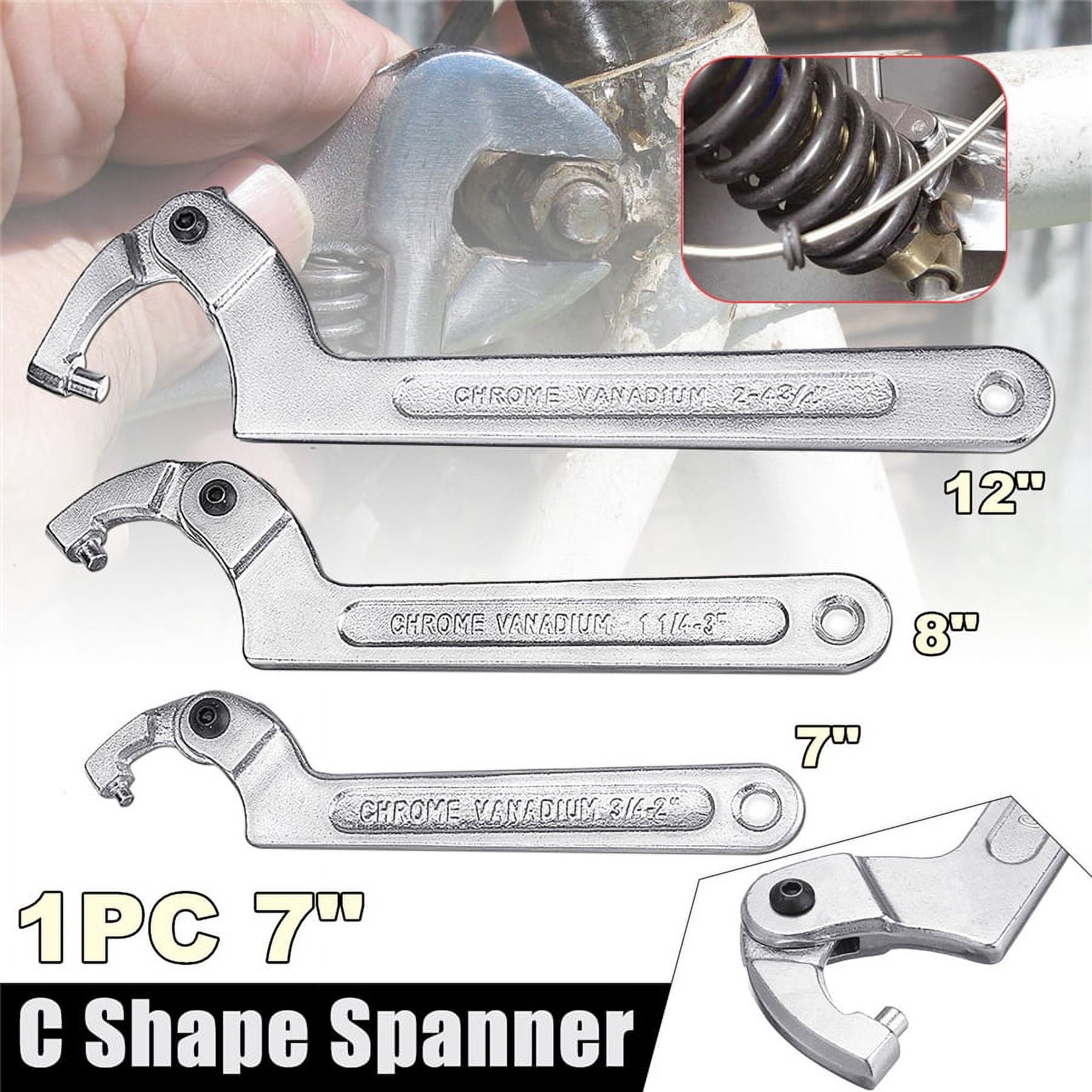 Phyun Car ATV Motorcycle 7'' Adjustable Hook Wrench C Spanner Tool ...