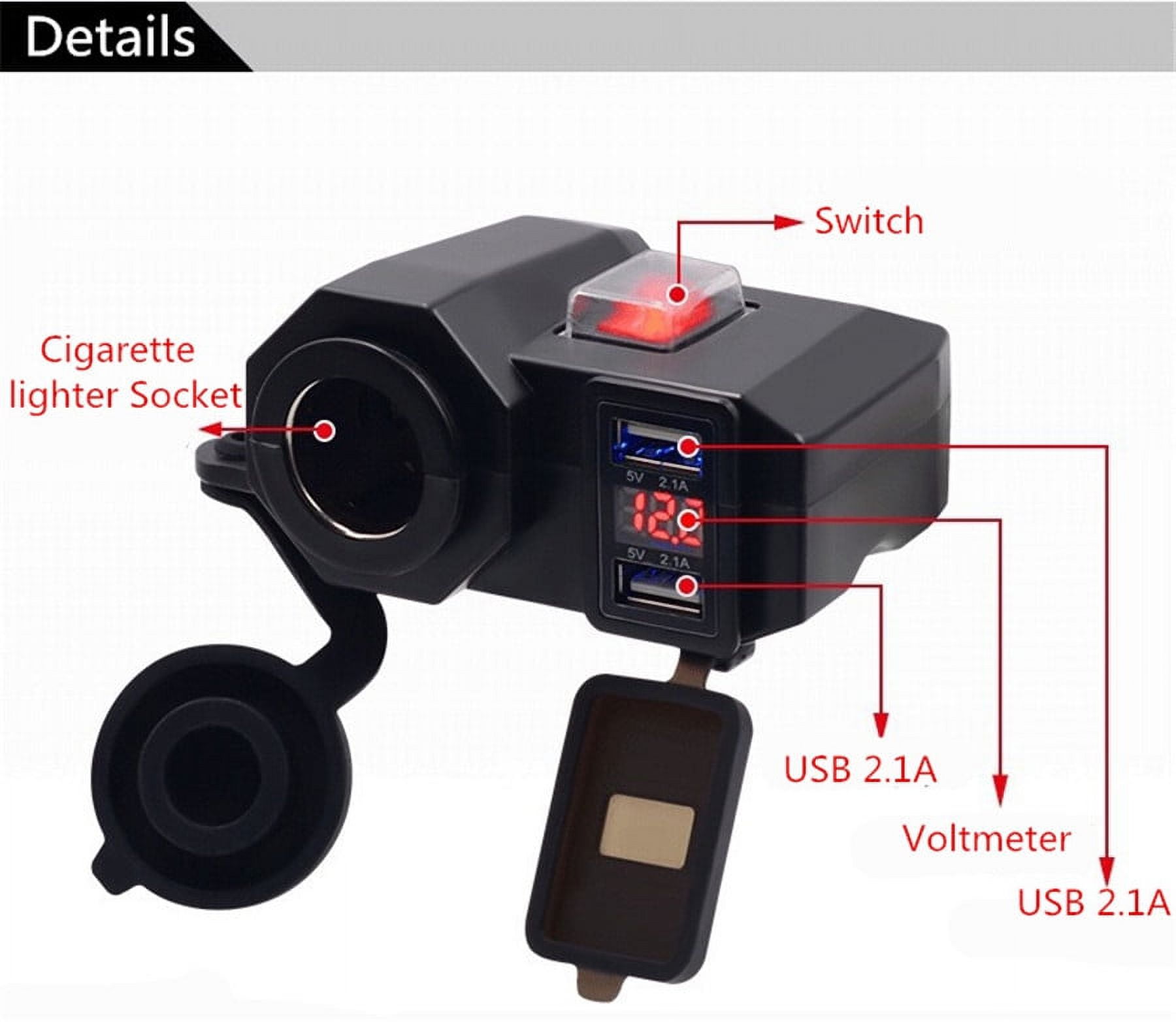 Phyun Motorcycle 12V Dual Usb Power Port Blue Led Scooter Atv Charger ...