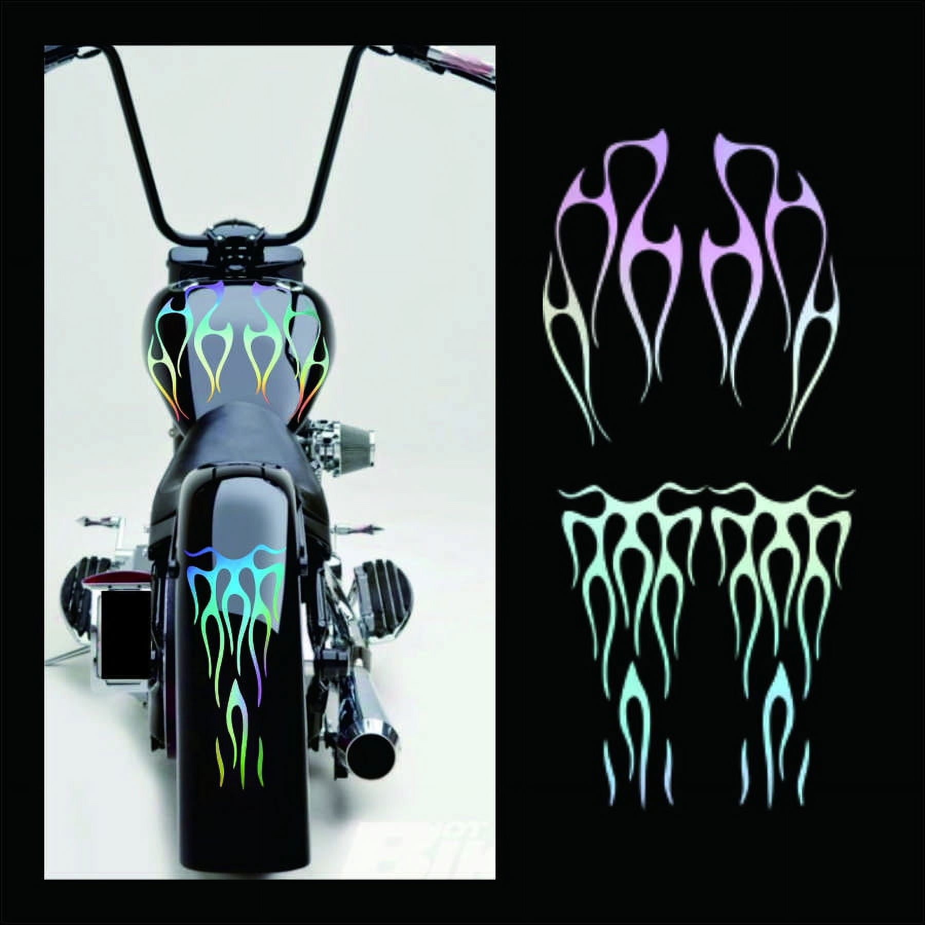 Phyun Motorcycle Flame Sticker for Gas Tank & Fender Decals Vinyl Laser ...
