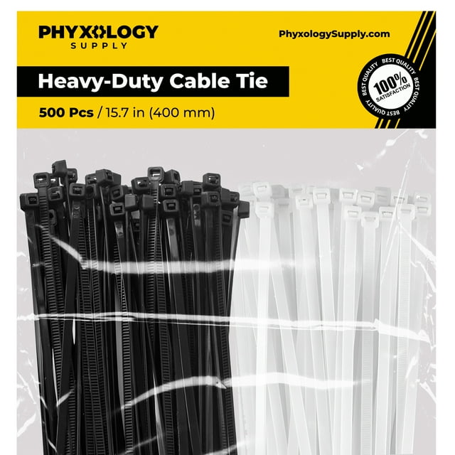 Phyxology 16" Black & White Heavy Duty Nylon Cable Ties, Bulk Pack - Walmart.com