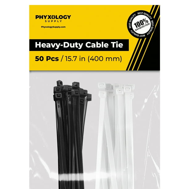 Phyxology 16" Black & White Heavy Duty Nylon Cable Ties, Bulk Pack - Walmart Business Supplies