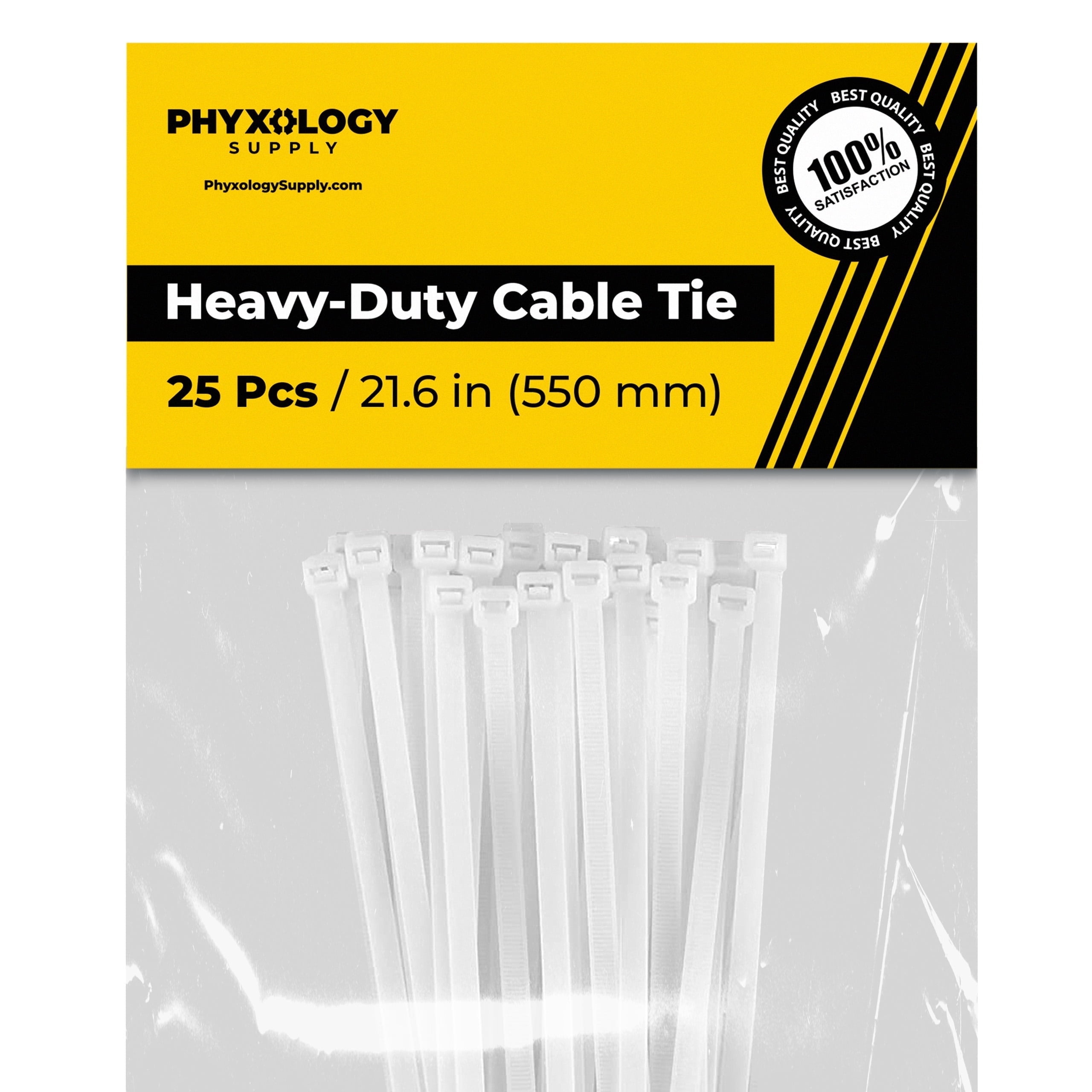 Phyxology 22" XL Large White Heavy Duty Flexible Nylon Zip Ties, Twist ...