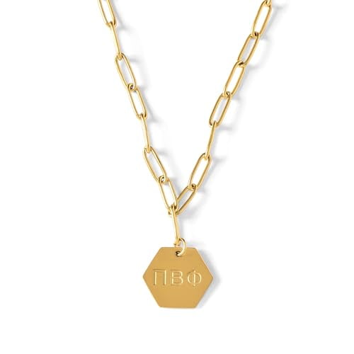 Pi Beta Phi Necklace, 18k Gold Plated Paperclip Style Chain with ...