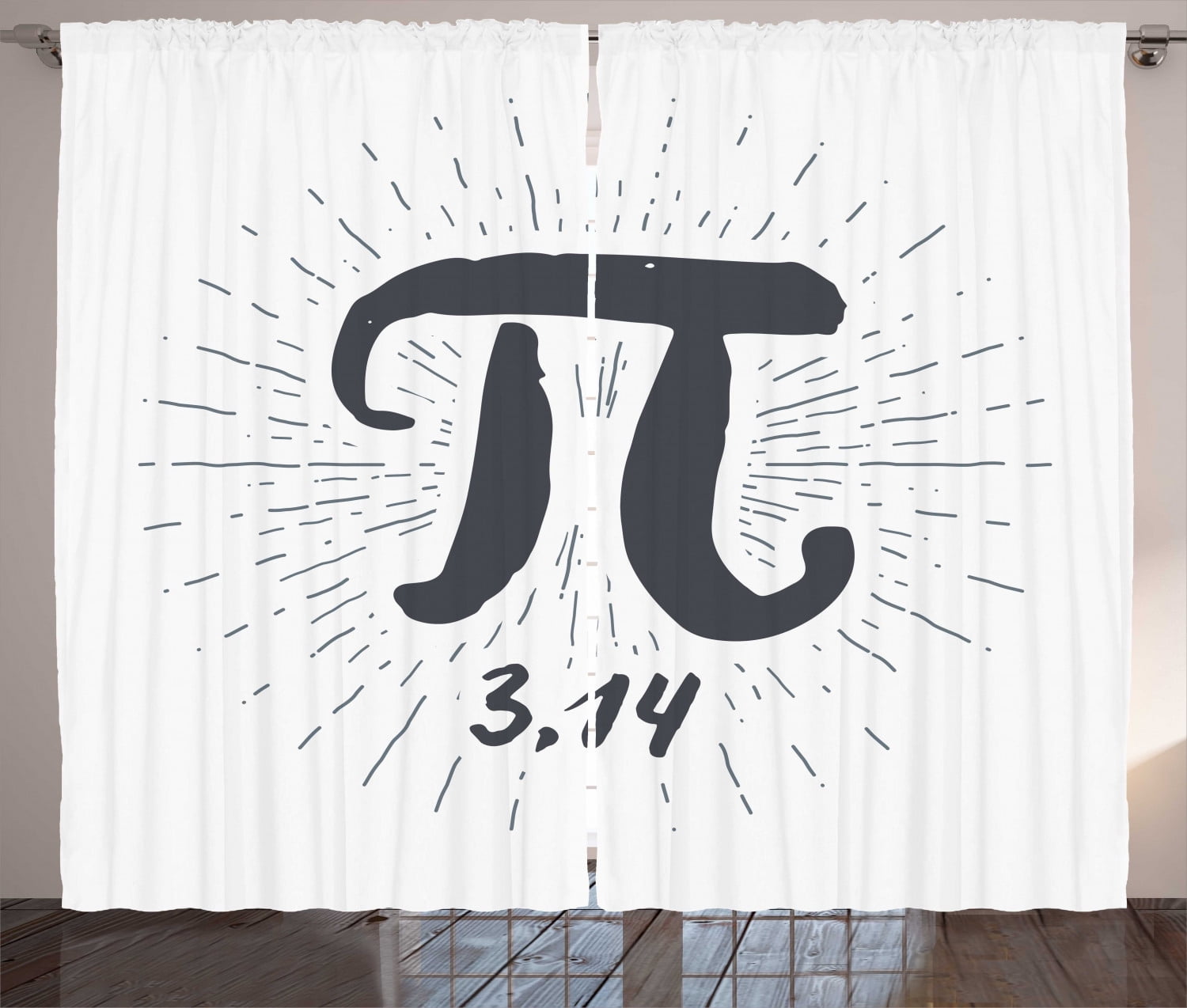 Ambesonne Pi Curtains 2 Panel Set, Grunge Design Number Lines, 108" x ...