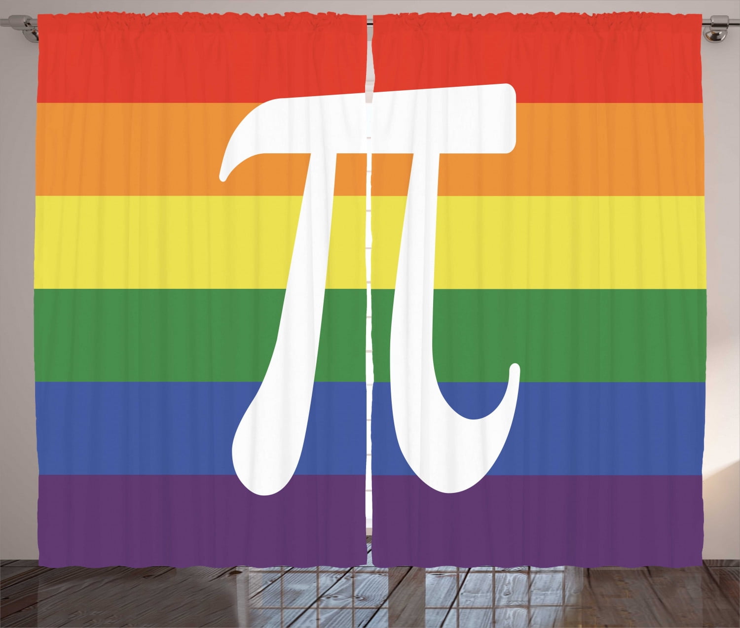 Ambesonne Pi Curtains 2 Panel Set, Number on Rainbow Colors, 108" x 96 ...
