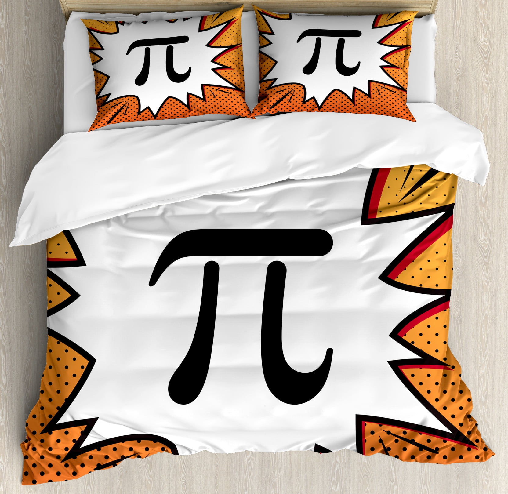 Pi Duvet Cover Set, Greek Letter in Comic Book Style with Half Tone ...