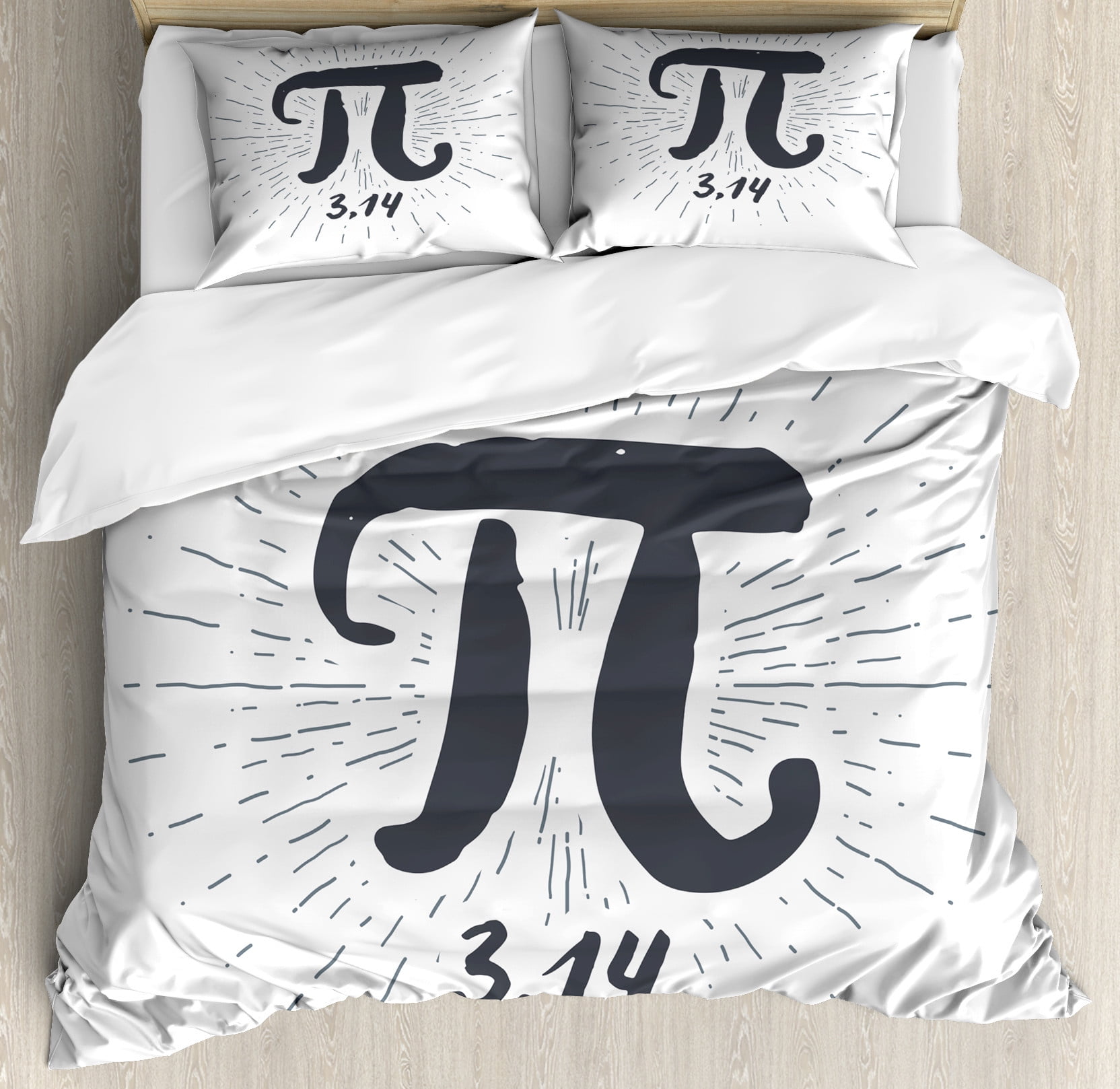 Pi Duvet Cover Set, Hand Drawn Look Grunge Design Math Themed Number ...