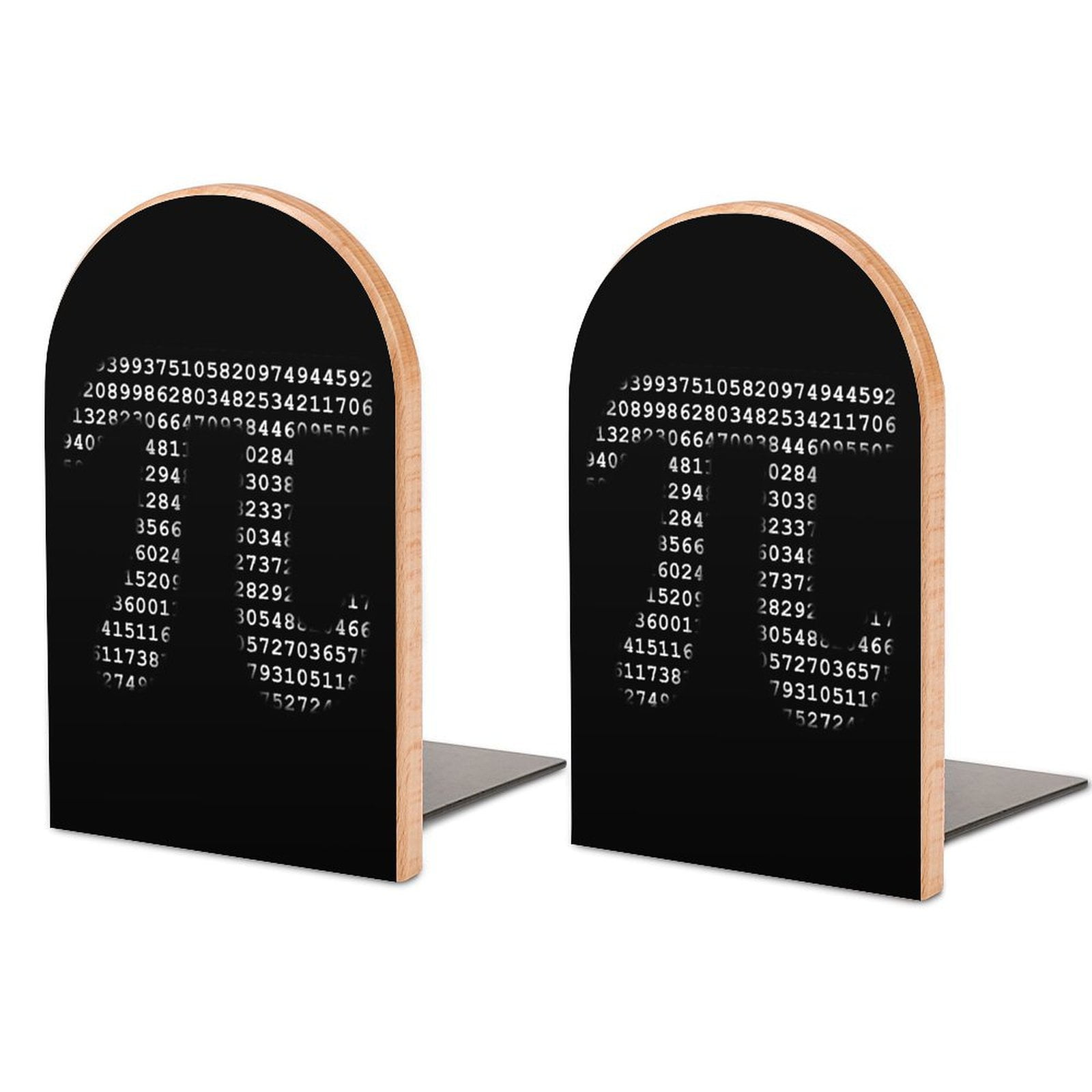 Pi Mathematical Symbol Wood Book Ends for Shelves Non-Skid Book Holders ...