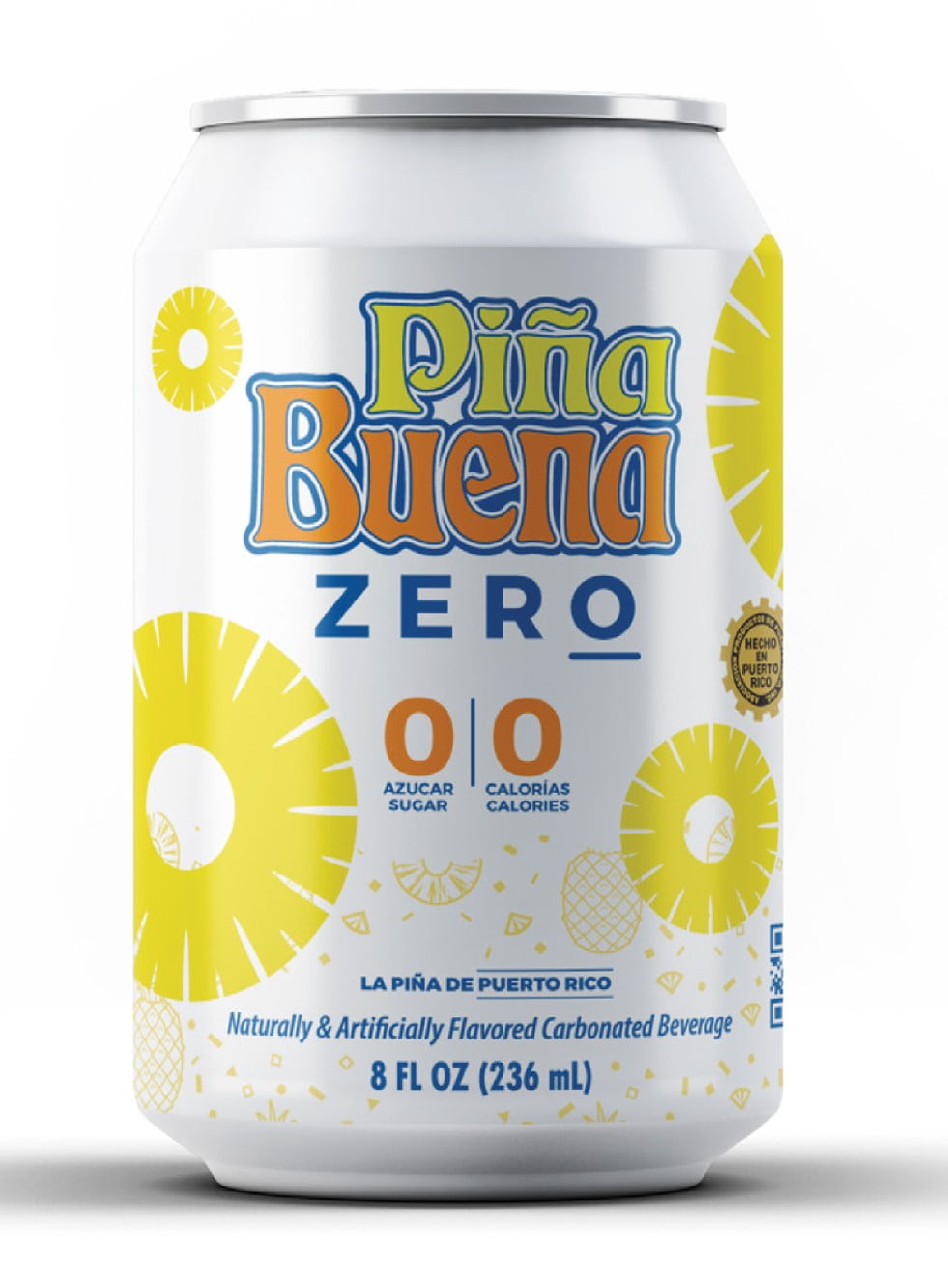 Piña Buena Zero, No Sugar Pineapple Soft Drink, 8 fl oz Aluminum Can ...