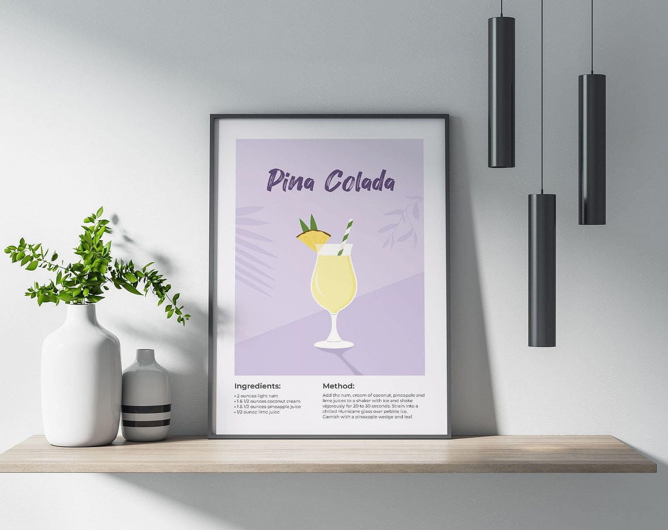 Piña Colada Cocktail Poster, Poster Print, Wall Decor, Cocktail, Piña ...