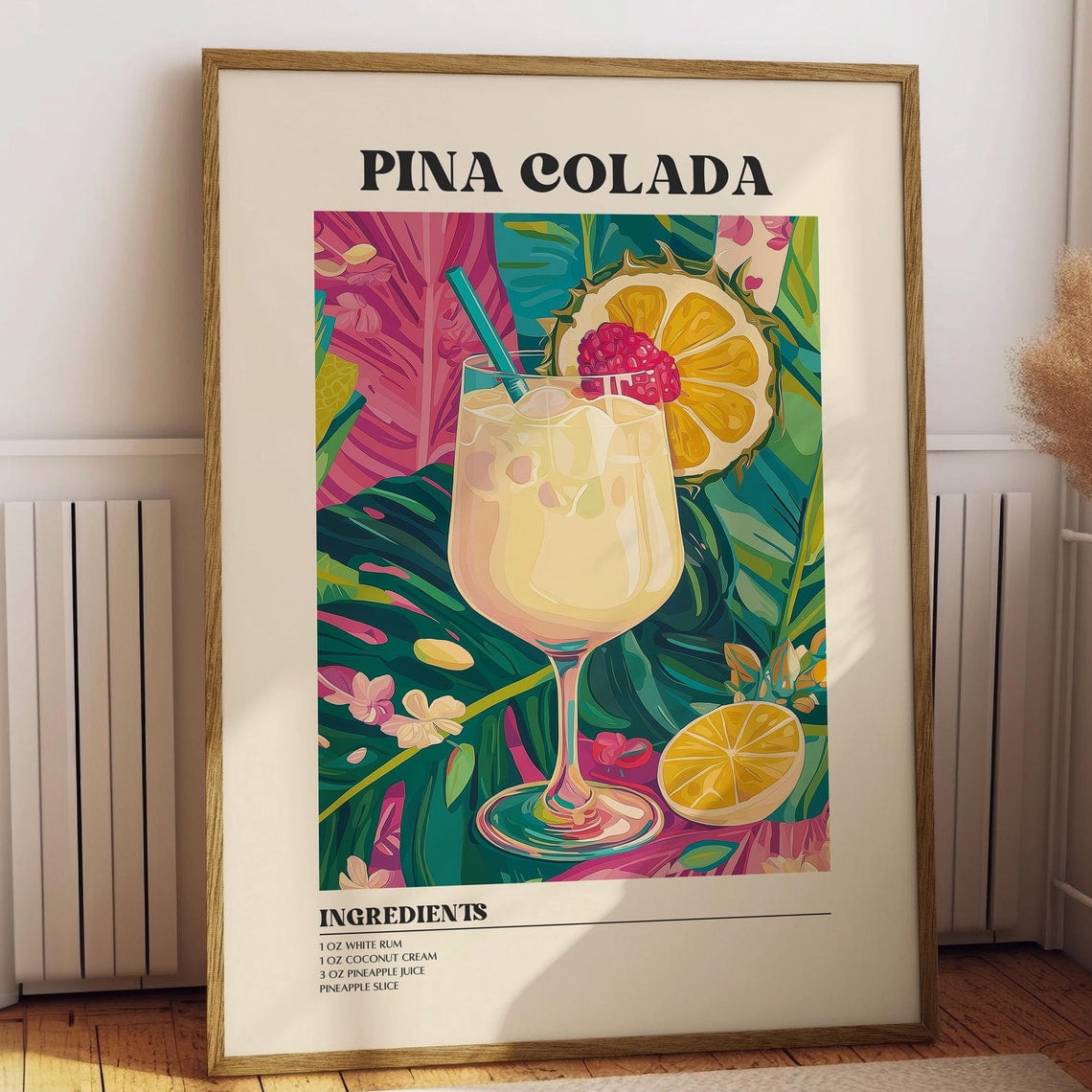 Piña Colada Print, Cocktail Wall Decor, Coconut Beverage Tropical Drink ...