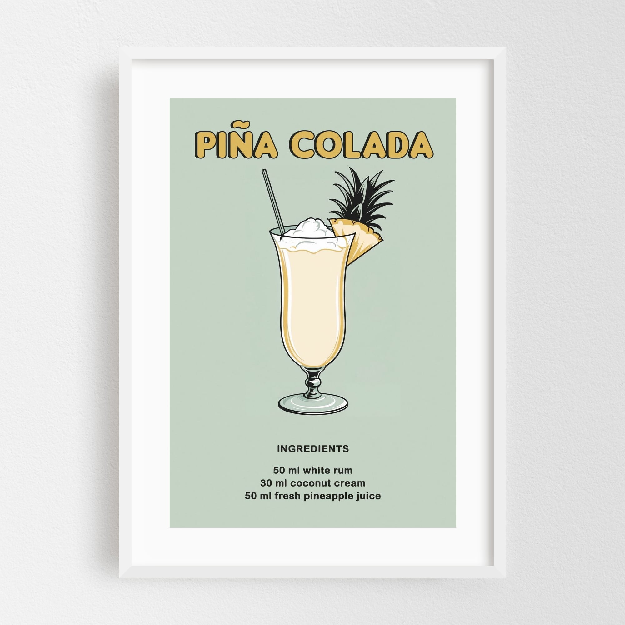 Piña Colada - Puerto Rico Illustration Cocktail Fruit Tropical Summer ...