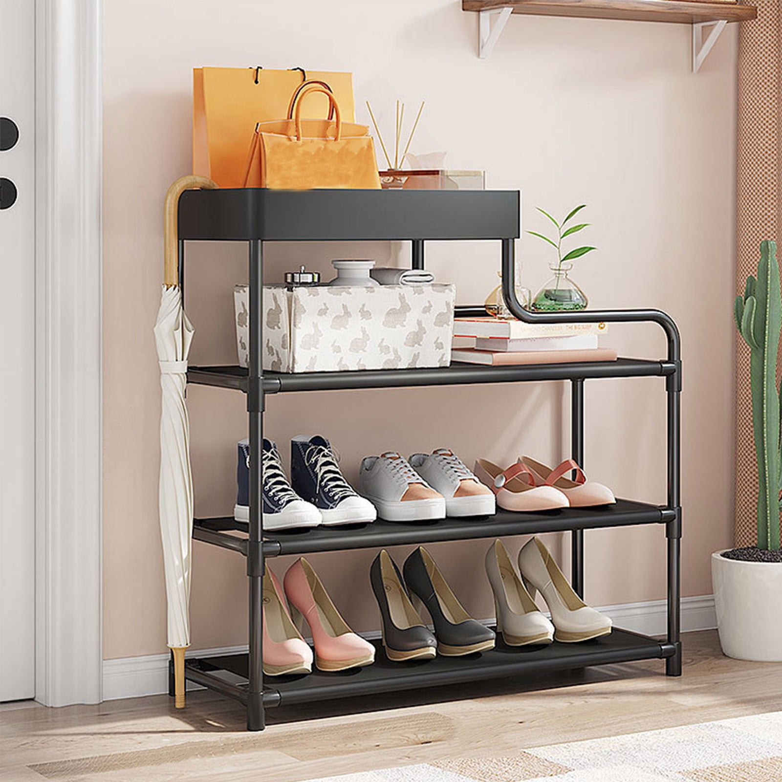 PiGOGI Small Shoe Rack for Closet - 4-Tier Dustproof Space-Saving Shoe ...