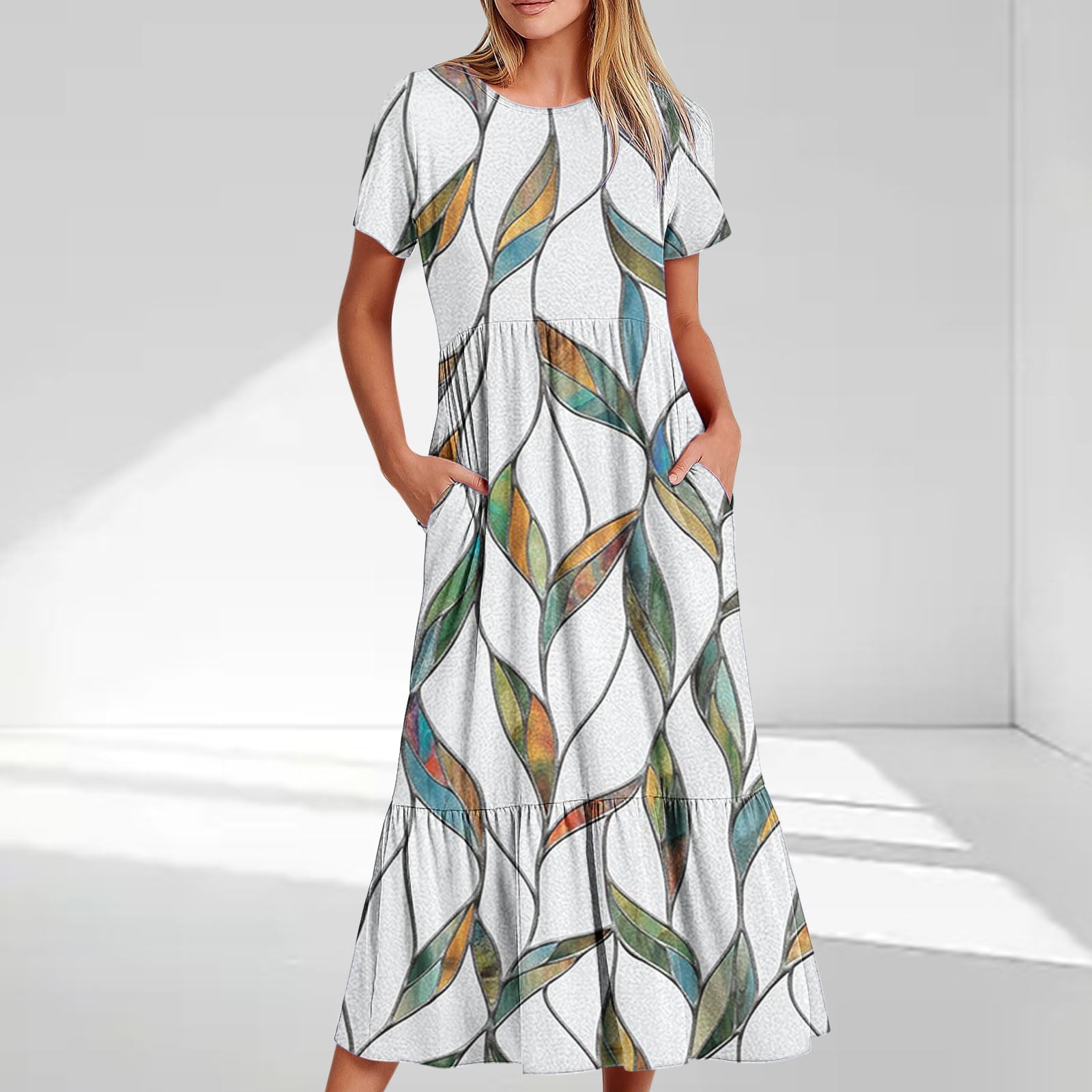 PiGOGI Spring Dresses for Women 2025 Women's Fashion Long Sleeve Round ... PiGOGI Spring Dresses for Women 2025 Women's Fashion Long Sleeve Round ...