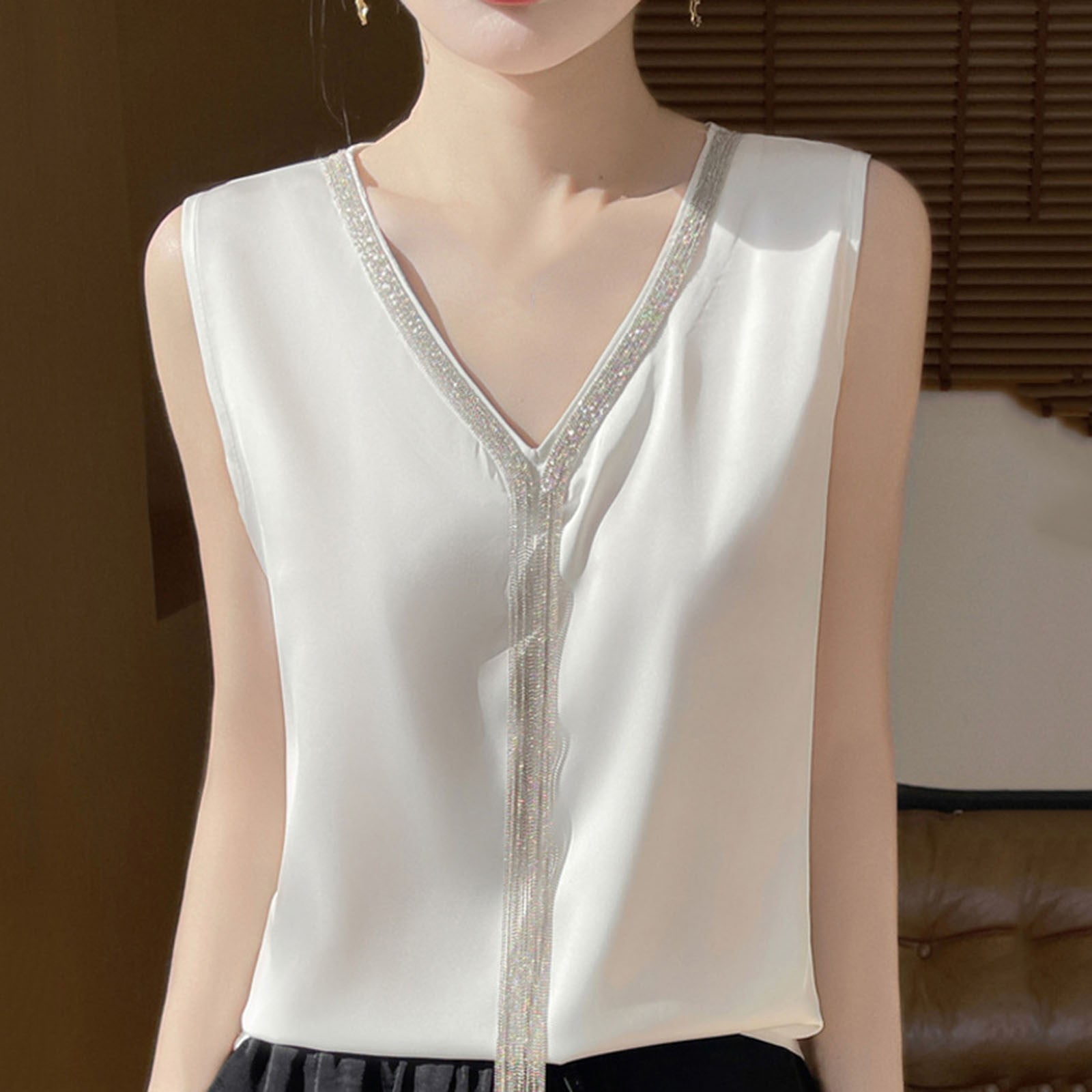 PiGOGI Women's Elegant Satin Blouse - Long Sleeve Lapel Collar Solid ...