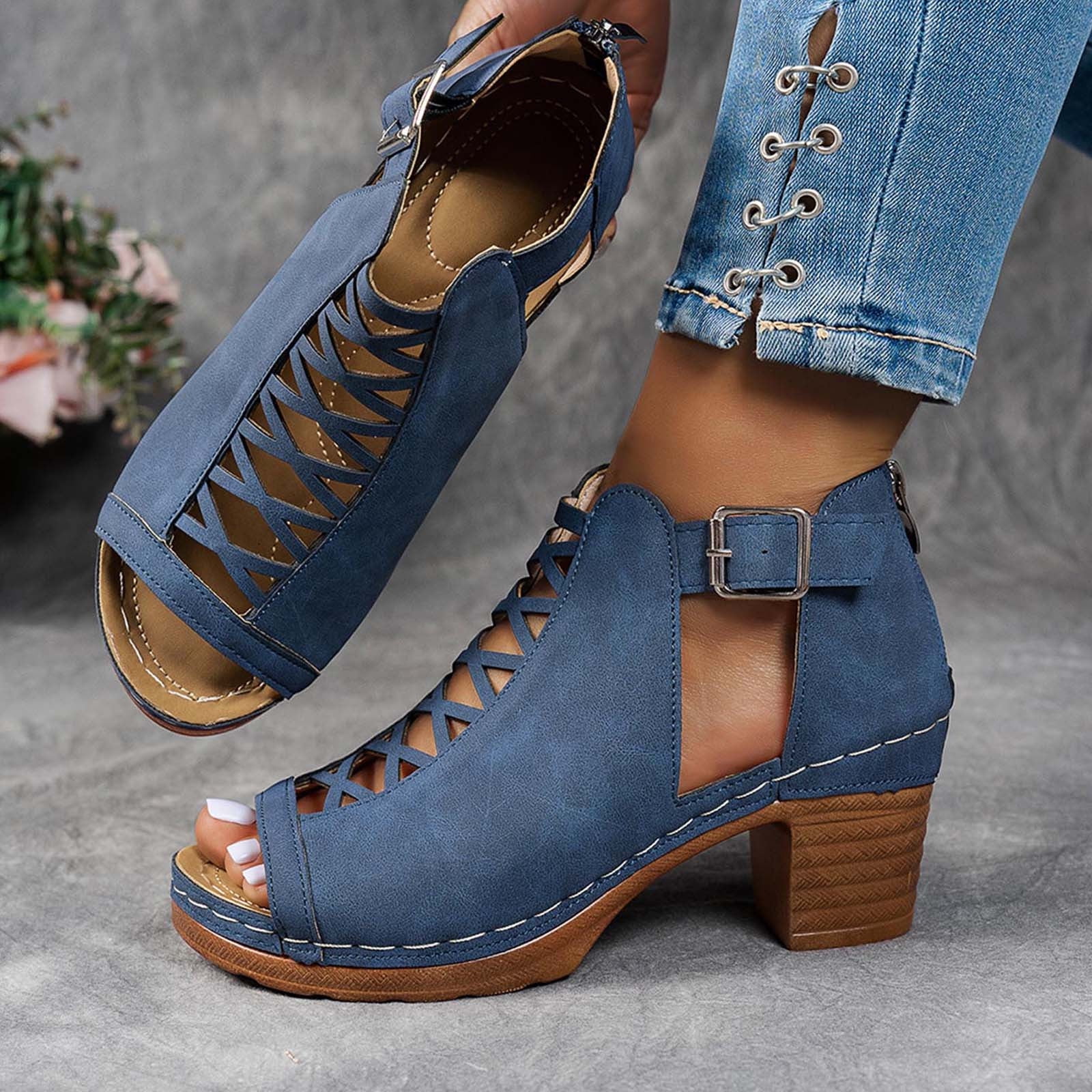 PiGOGI Women's High Heel Sandals - Open Toe Fish Mouth Design with Wrap ...