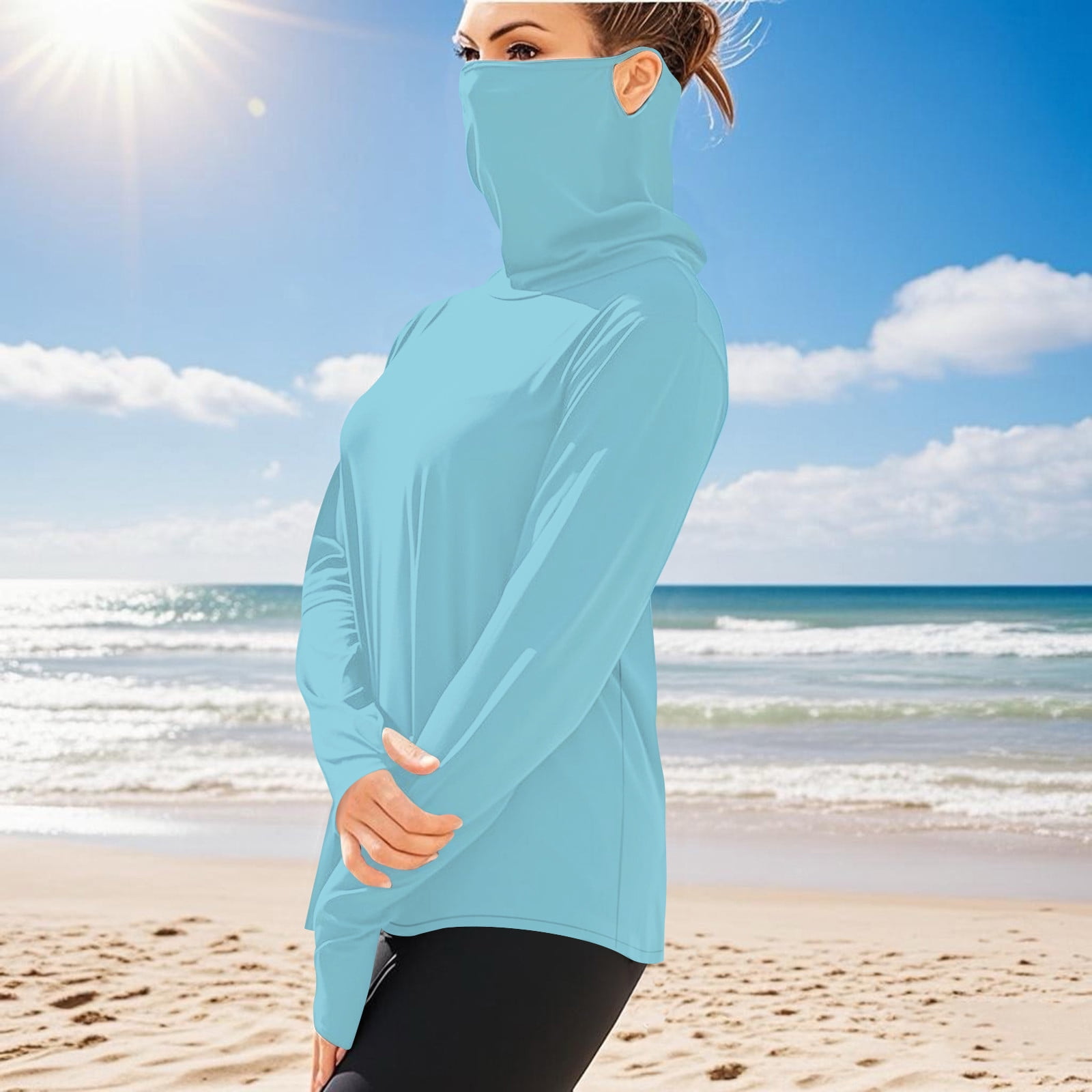 PiGOGI Women's Sun Protection Shirts UV SPF UPF 50+ Long Sleeved Ice ...