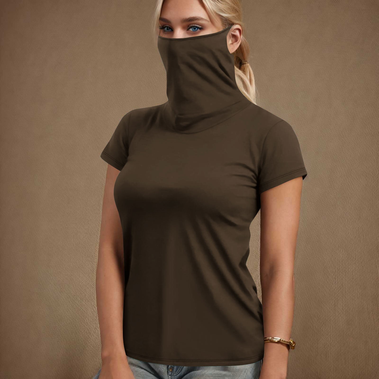 PiGOGI Women's Sun Protection Shirts UV SPF UPF 50+ Short Sleeve Solid ...