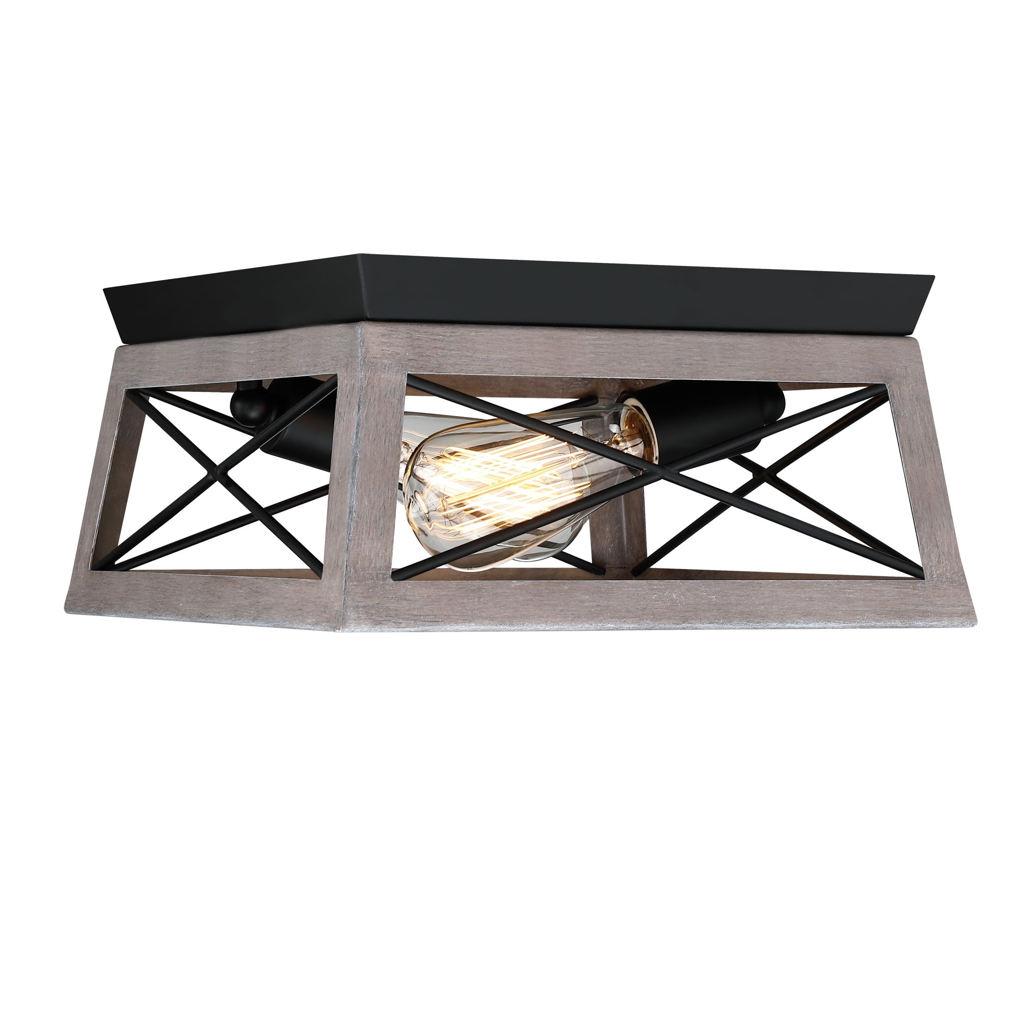 Pia Ricco 2-Light Ceiling Matte Black Lights Flush Mount Fixtures ...