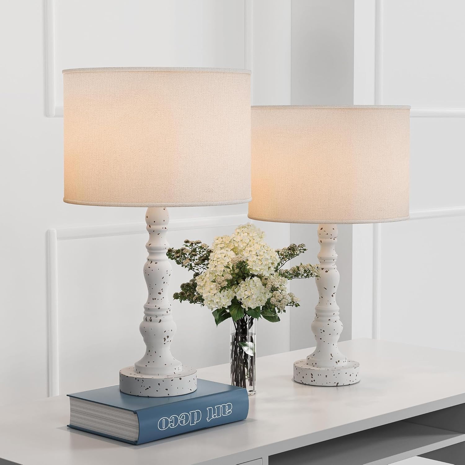 Pia Ricco 21" Farmhouse Table Lamp Set of 2, Resin Table Lamp for ...