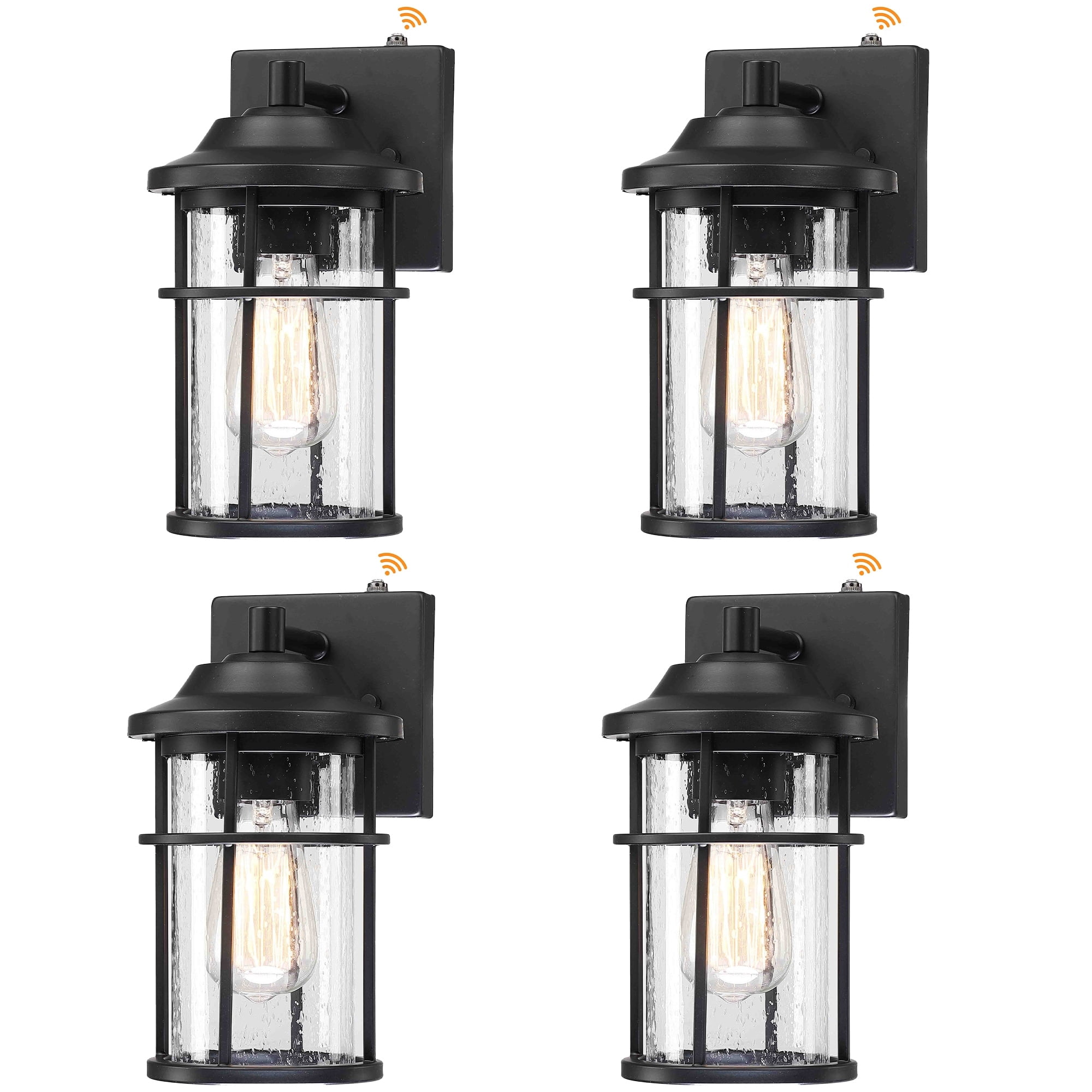 Pia Ricco 4 Pack 1-Light Black Dusk-to-Dawn Outdoor Wall Light 5.9"Wx7 ...