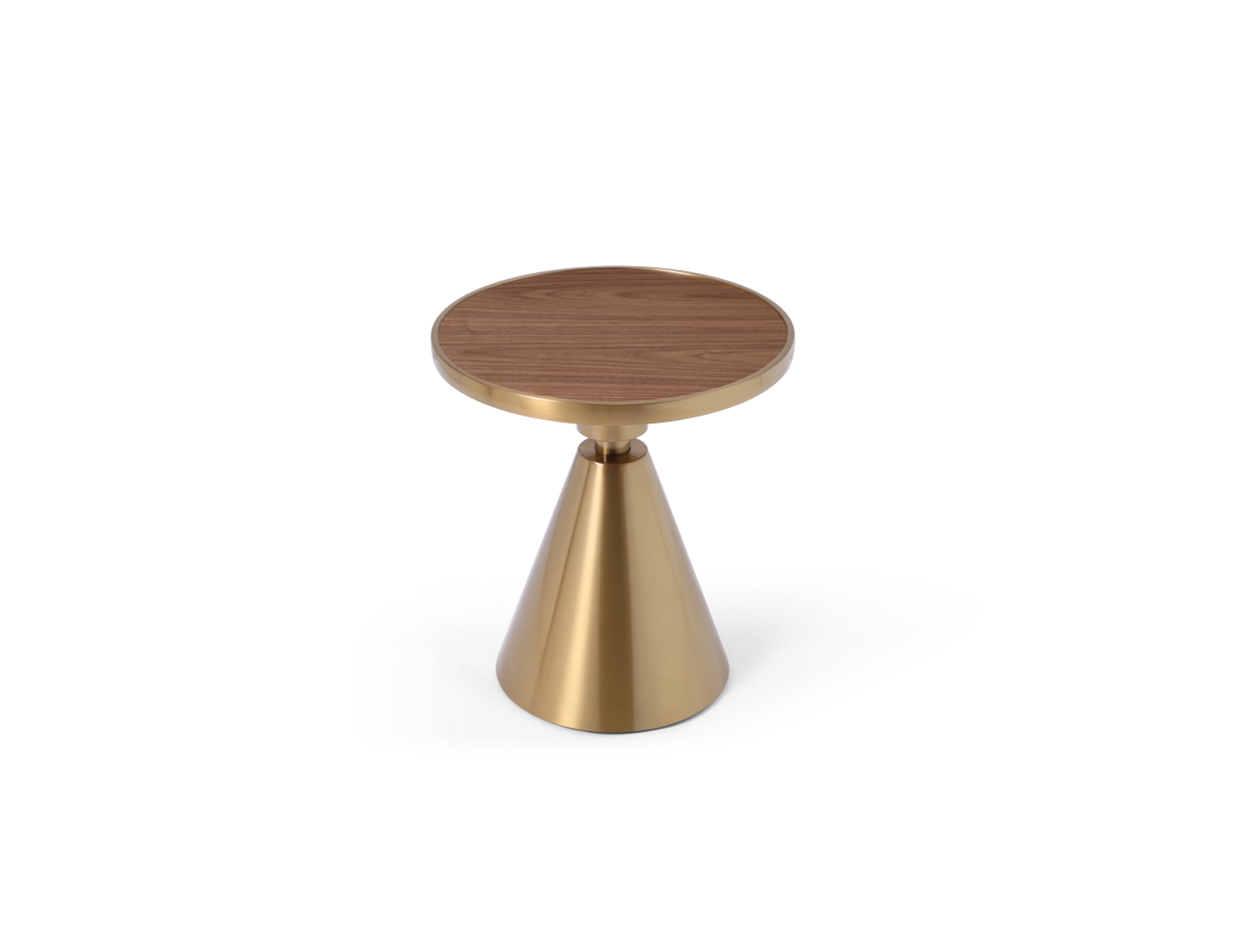 Pia Side Table, Walnut Veneer Top with Gold Frame, Stainless Steel Gold ...