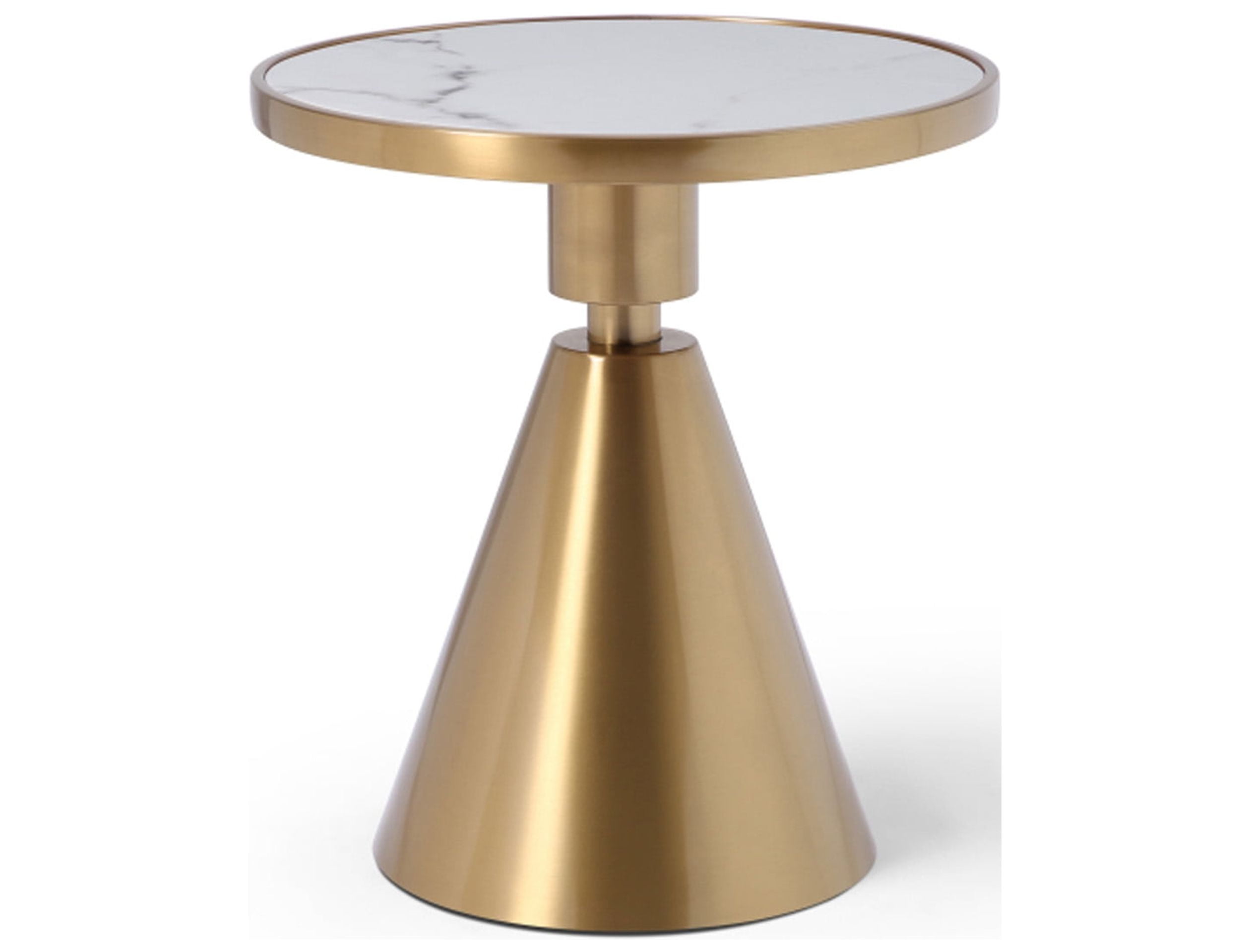 Pia Side table, White Marble White Top with Gold Frame, Stainless Steel ...
