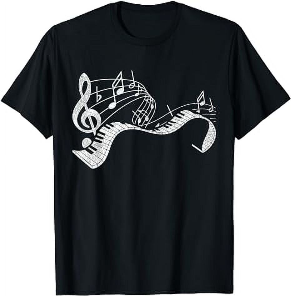 Pianist Music Notes Treble Clef Piano Player Keyboard Piano T-Shirt ...