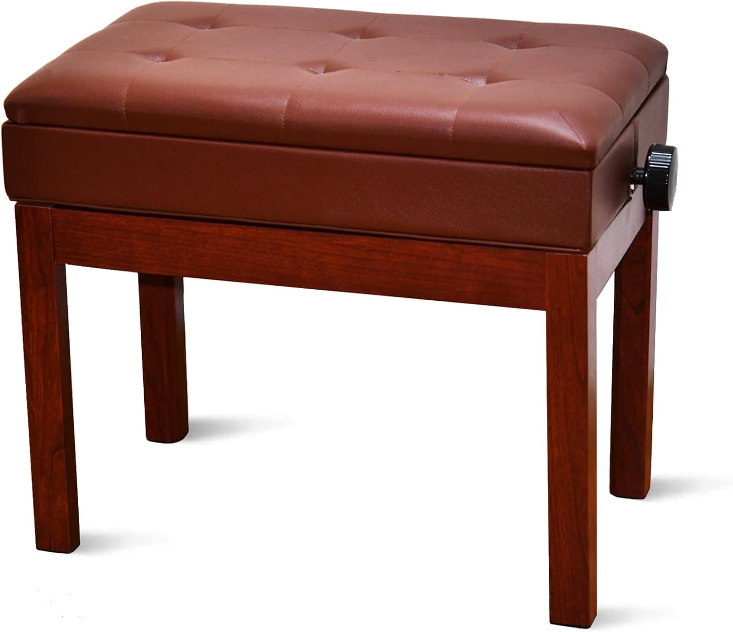 Piano Bench Adjustable with Storage, Brown Piano Bench Cushions Leather ...