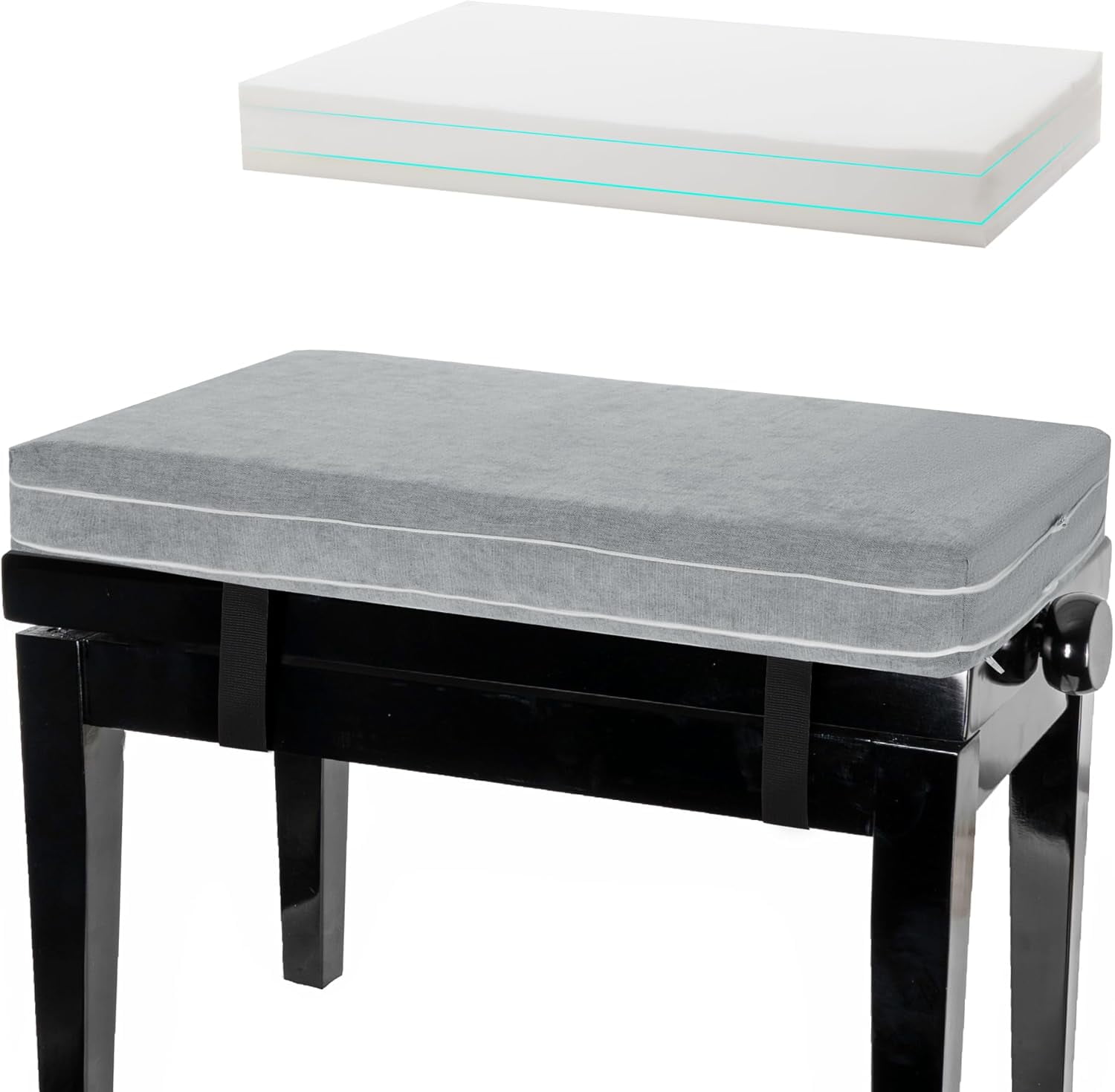 Piano Bench Cushion Height-Adjustable Bench Cushion with Non-Slip ...