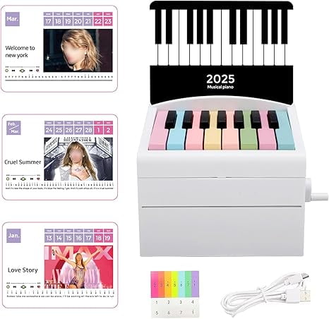 Piano Calendar, Music Lyrics Mini Piano Included 52 Music Scores in 28 ...