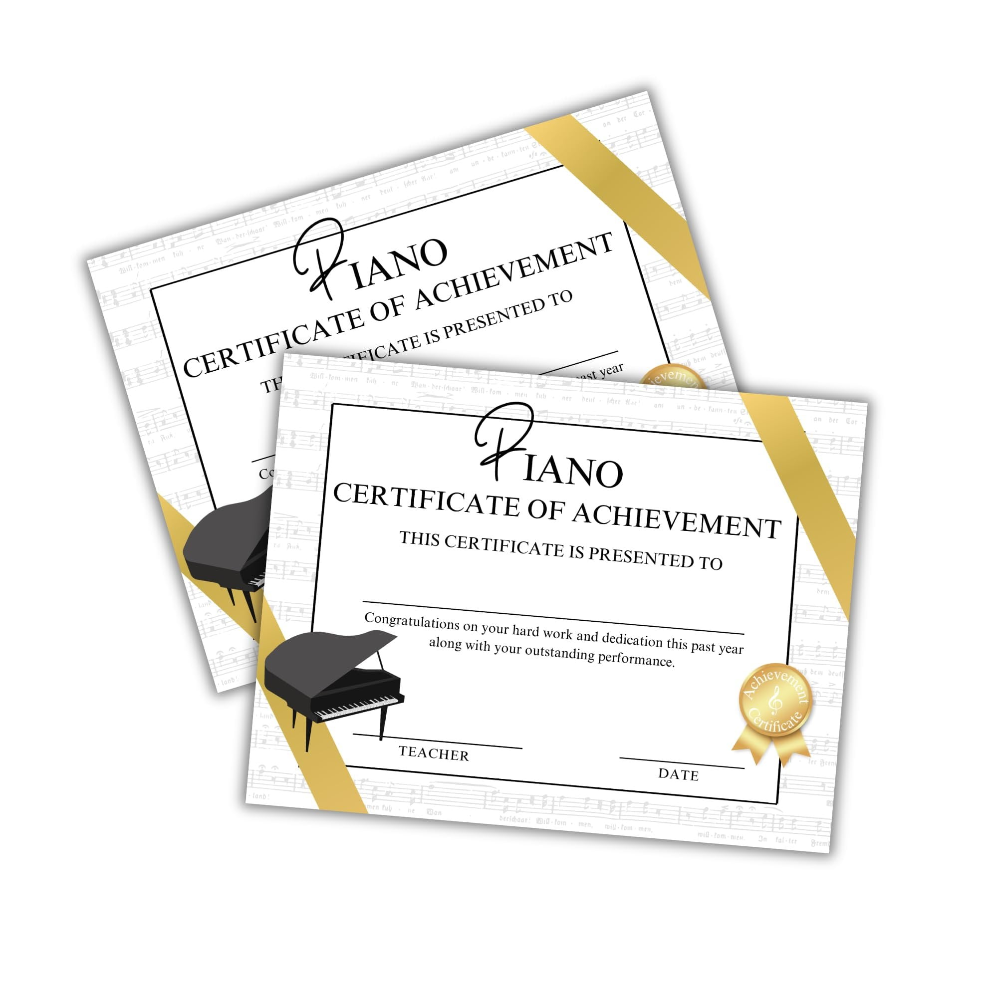 Piano Certificate of Achievement Award 50 pk 8.5x11 Completion for ...
