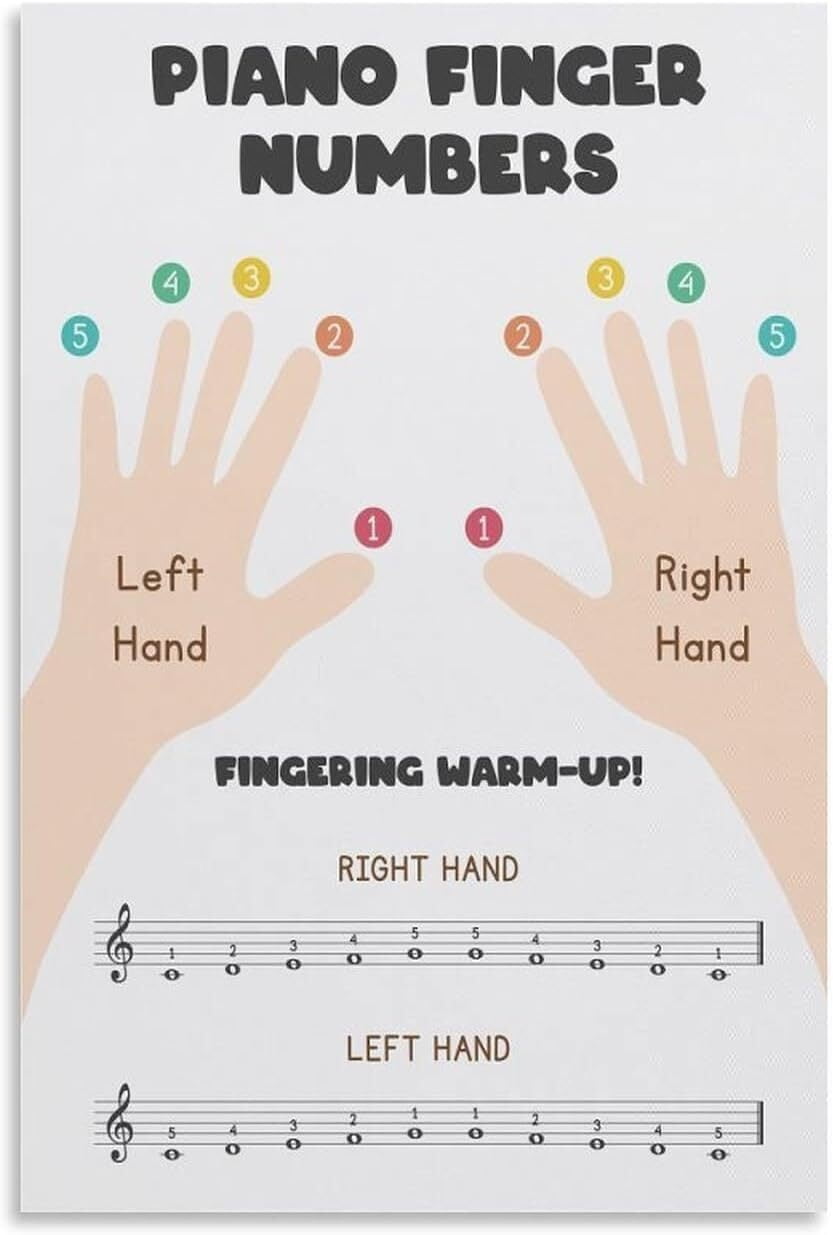 Piano Finger Numbers Poster Music Education Wall Art Print, Music ...
