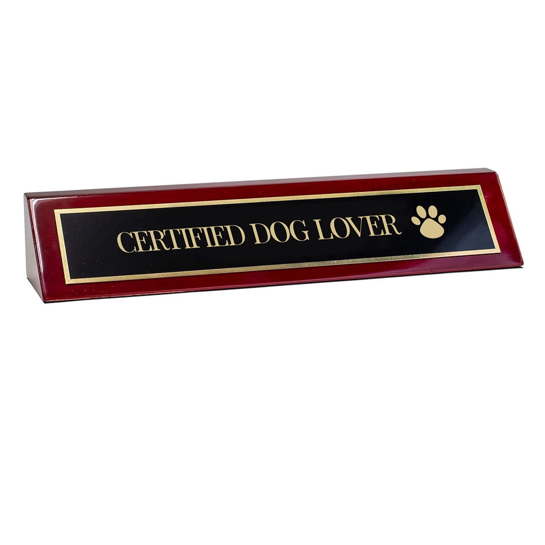 Piano Finished Rosewood Novelty Engraved Desk Name Plate 'Certified Dog ...