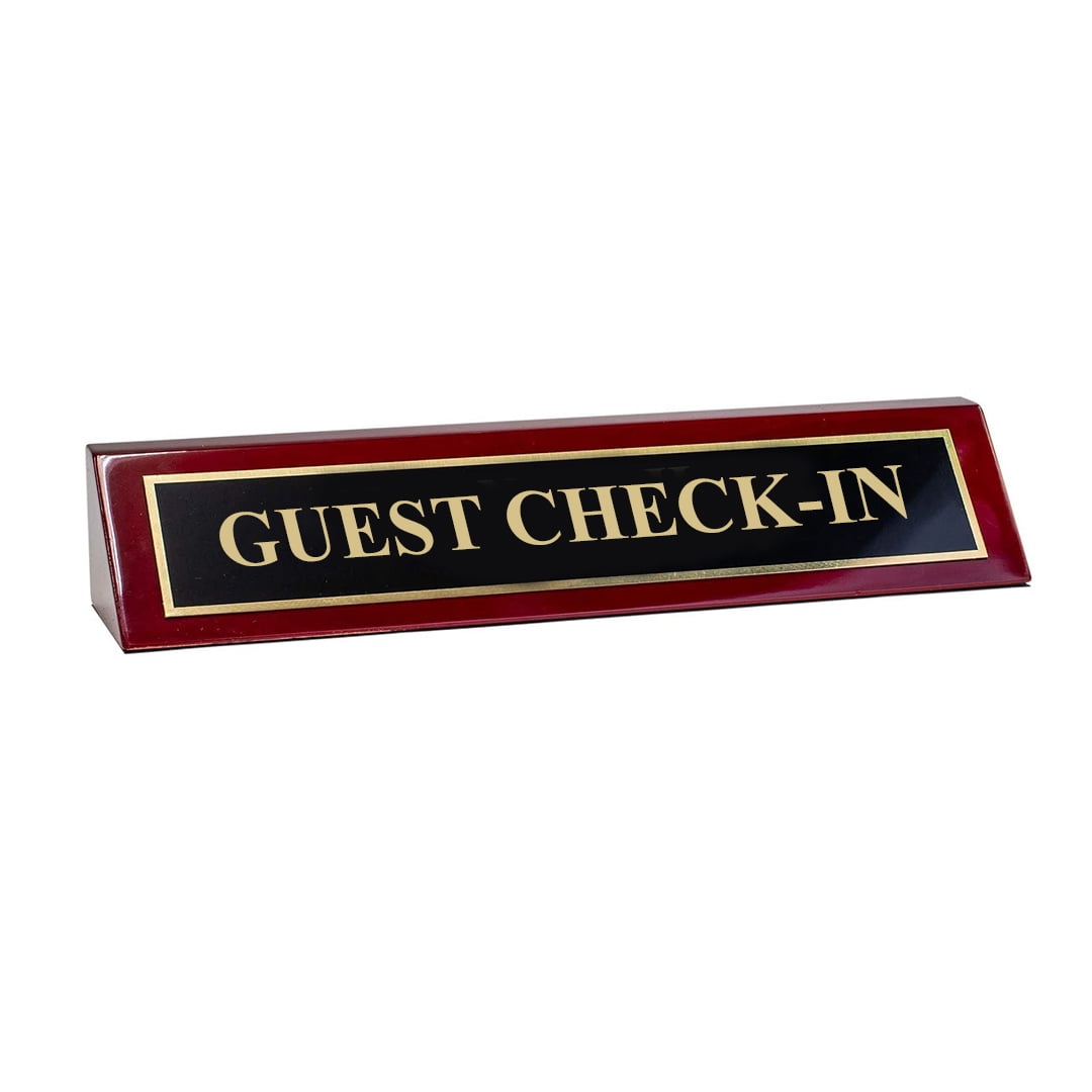 Piano Finished Rosewood Standard Engraved Desk Name Plate 'Guest Check ...