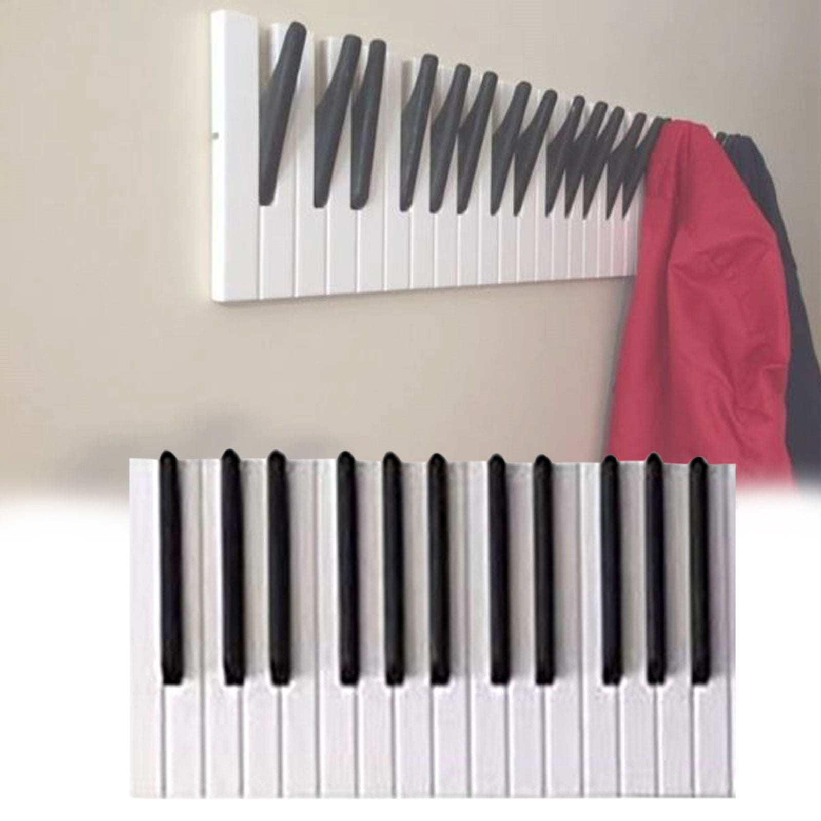 Piano Key Coat Hook (Wooden Clothes Hanger, Wall Mount Rack), Piano ...