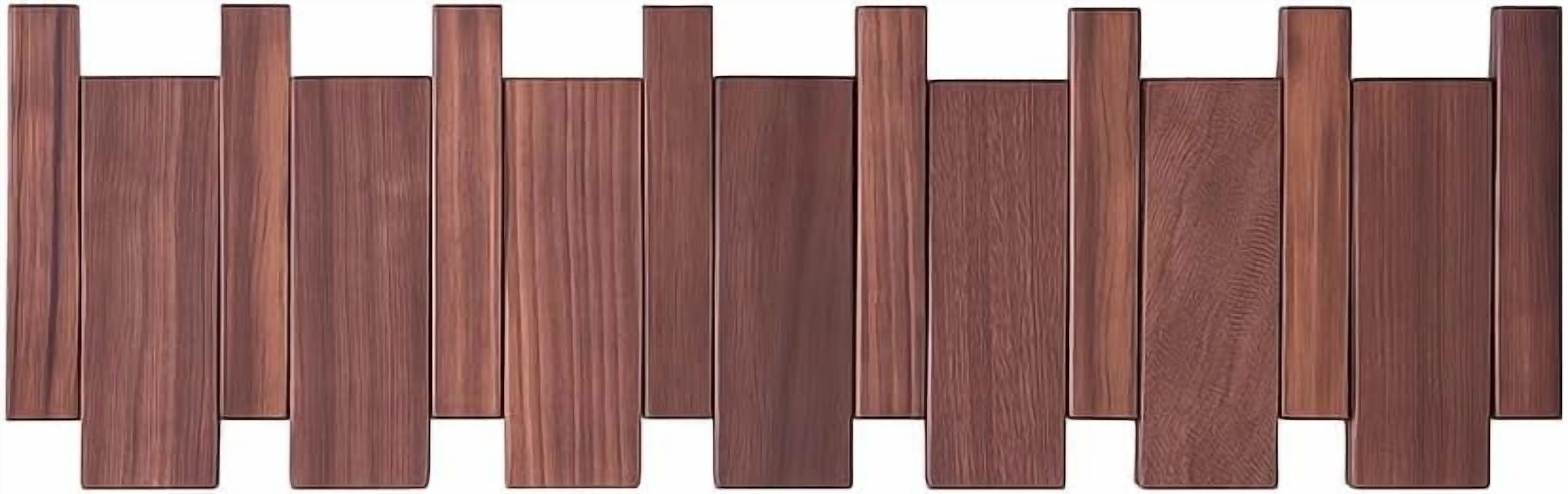 Piano Key Coat Rack, Walnut Wood Coat Hooks Wall Mounted with 6 ...