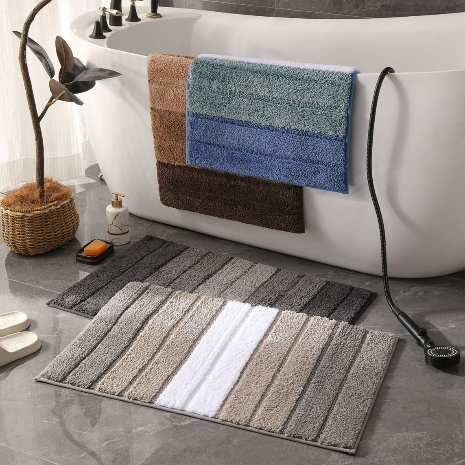 Piano Key Flocking Floor Mat | Multicolor Absorbent NonSlip Bathroom ...