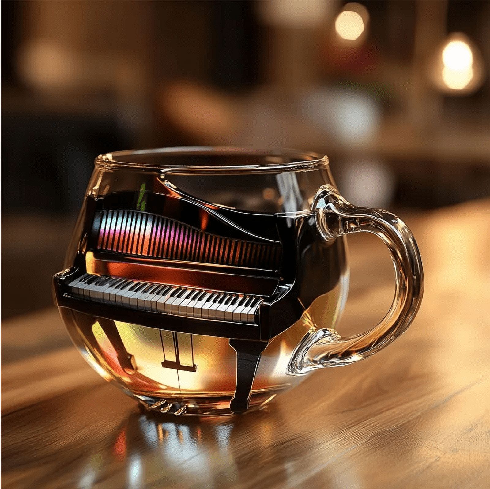 Piano Key Inspired Coffee Mug - 10 oz Handmade Ceramic Cup for Hot ...