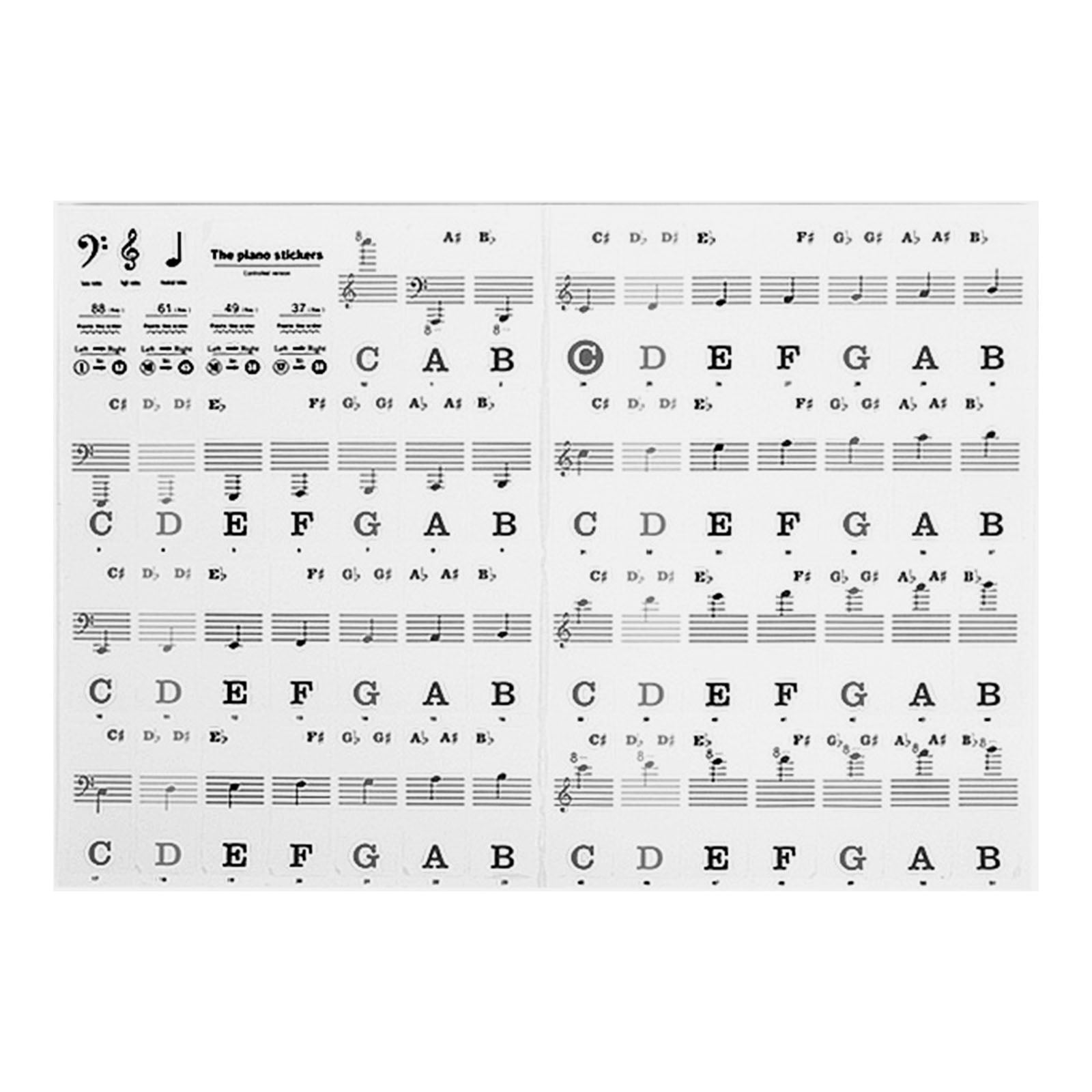Piano Key Stickers Staff Notation Suitable for 88 54 61 Keyboards ...