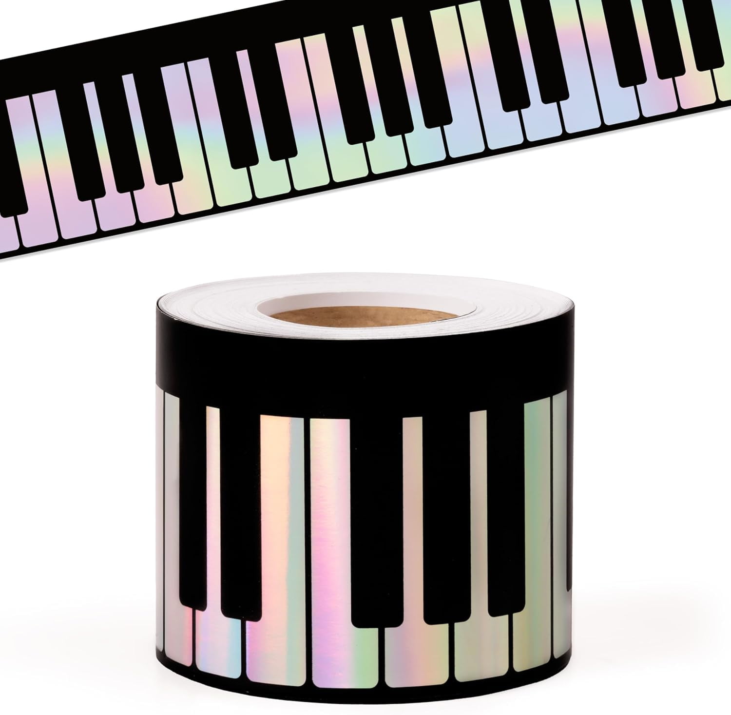 Piano Keyboard Border Trim - 65ft Back to School Musical Keyboard Holographic Straight Rolled ...