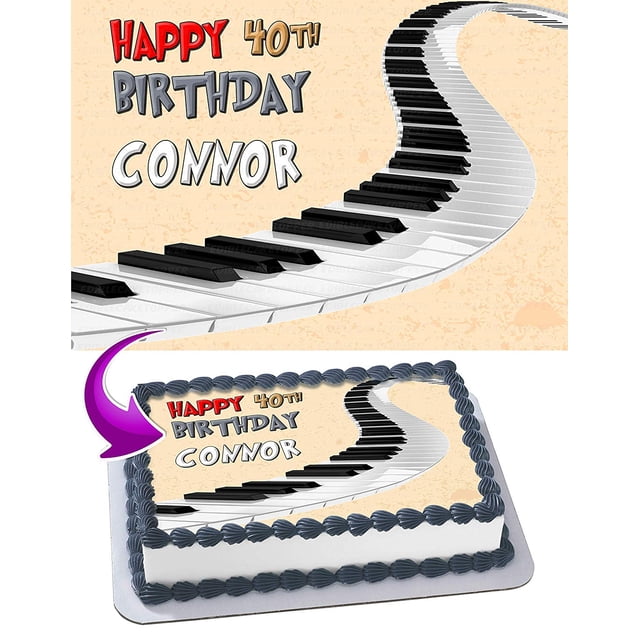 Piano Keyboard Edible Cake Image Topper Personalized Birthday Party 1/4 ...