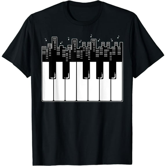 Piano Keyboard Skyline Pianist Music Lover Tee T-Shirt - Walmart.com